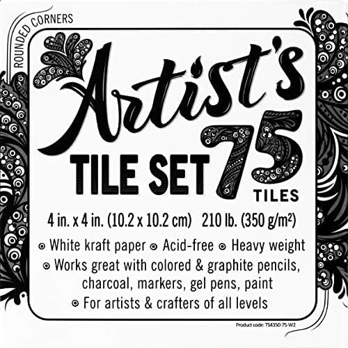 Artist's Tile Set: White Thick 210 lb Paper, 17pt, 4x4 inches. Pack of ...