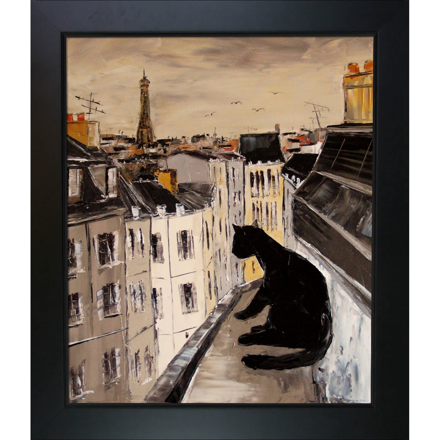 ArtistBe Atelier De Jiel 'Black Cat on Roofs of Paris' Framed Fine Art ...