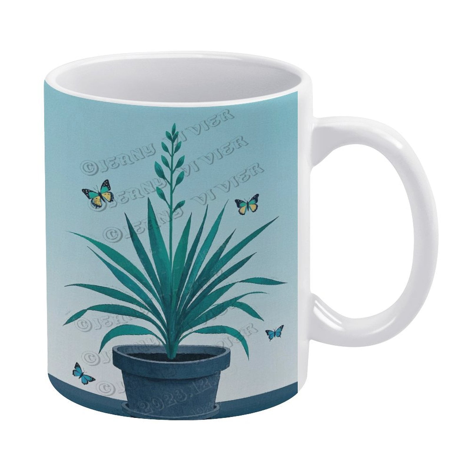 Artistic 11 OZ Coffee Mug with Agave Design - Perfect for Tea, Coffee ...