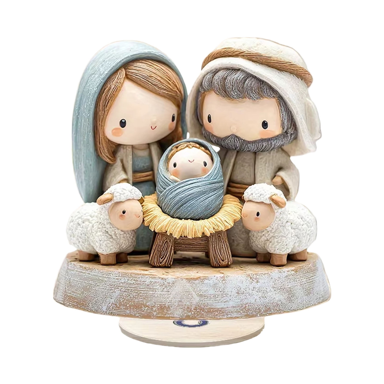 Artistic 2D Acrylic Nativity Scene Figurine Decorative Accent Rotating ...