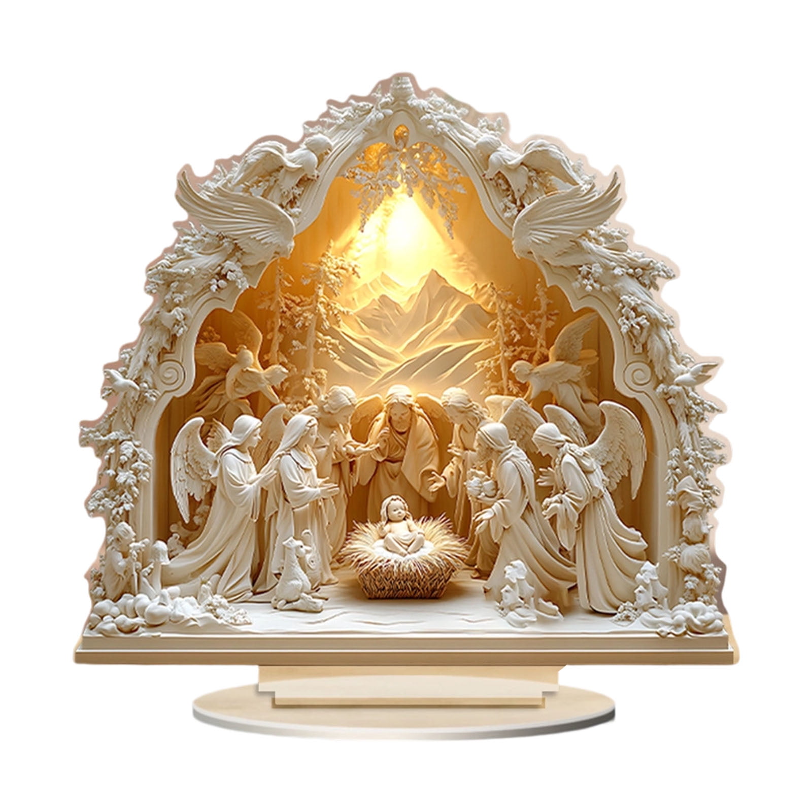 Artistic 2D Nativity Scene Display Acrylic Figurine Ornament with Base ...