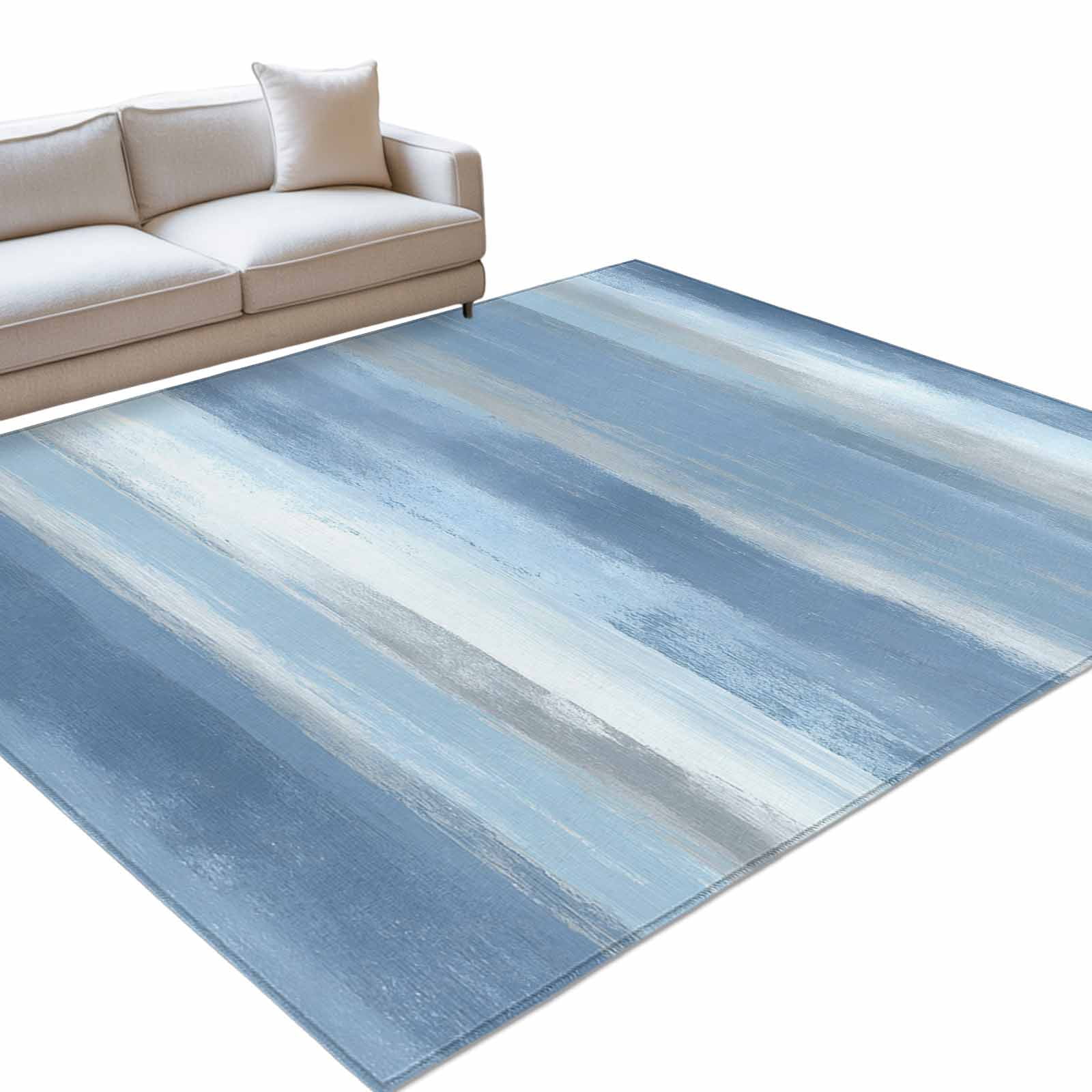 Artistic Abstract Area Rugs 2.7x5ft Oil Painting Gradient Blue Simple ...