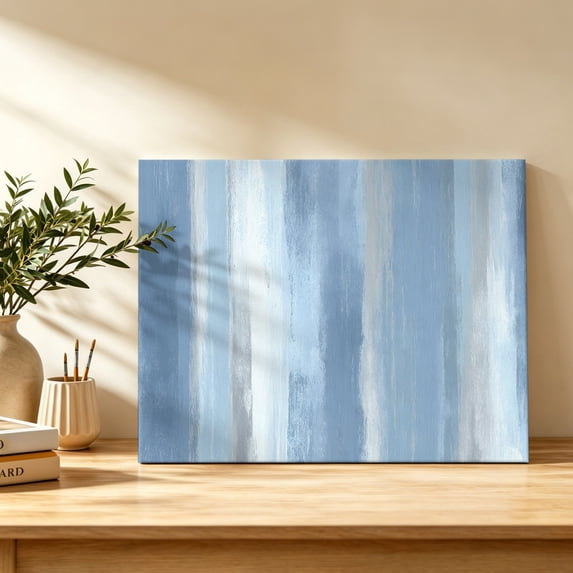 Artistic Abstract Canvas Wall Art, Oil Painting Gradient Blue Simple ...