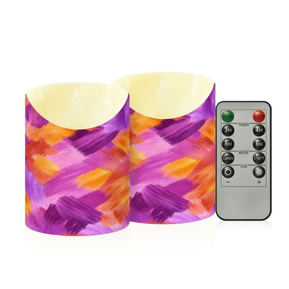 Artistic Abstract Patterns Flameless Candles 2 PCS with Remote ...