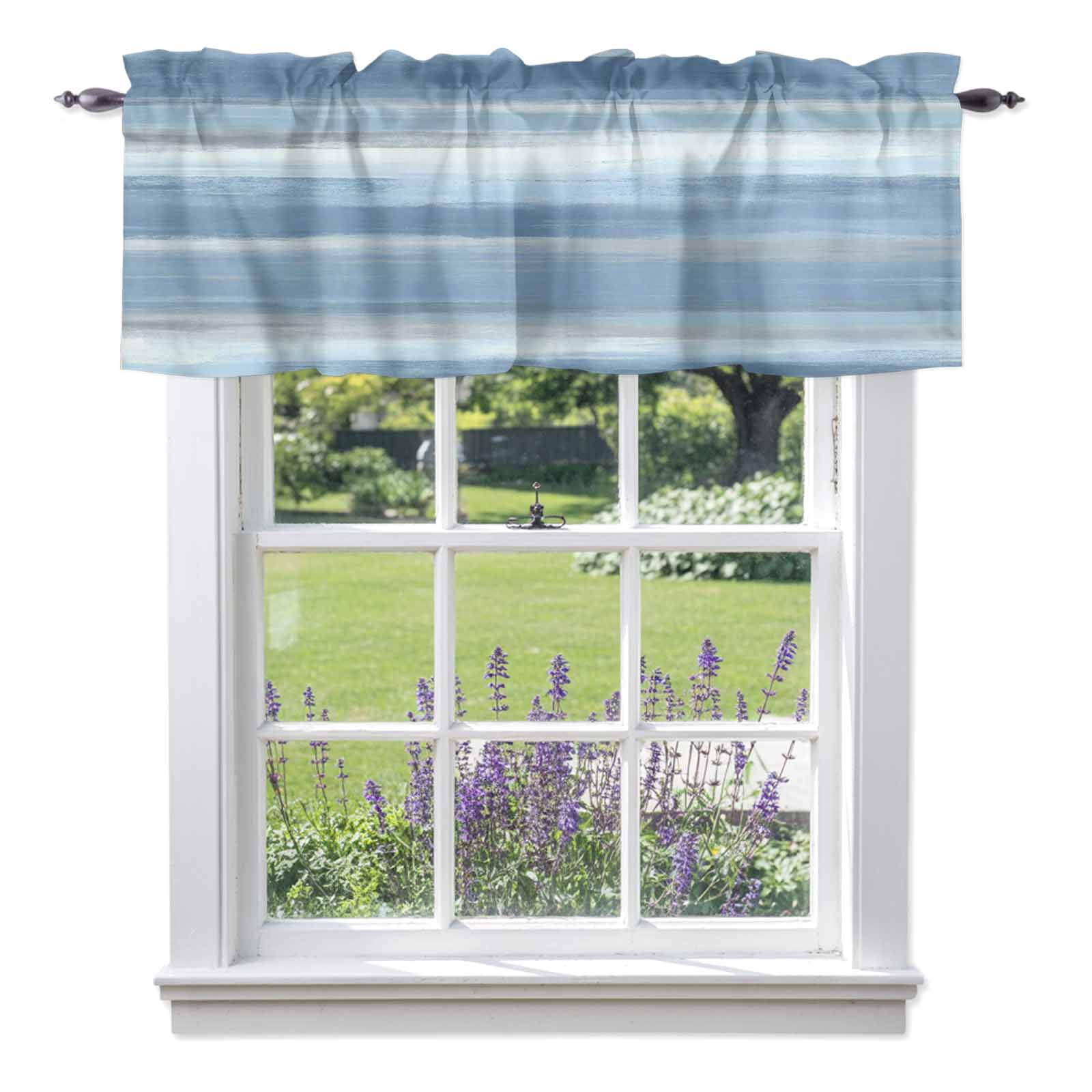Artistic Abstract Valances for Windows Oil Painting Gradient Blue ...