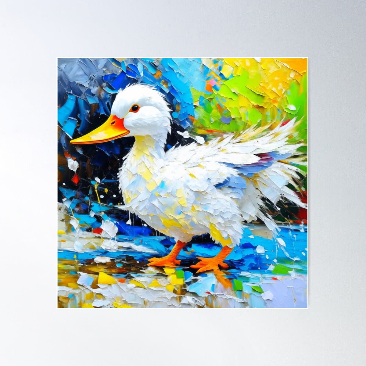 Artistic Aflac Quirky Ducks In Colorful Chaos Poster Wall Art, Modern Wall Decor For Living Room ...