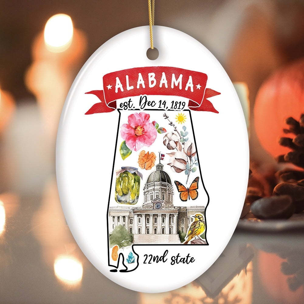Artistic Alabama State Themes and Landmarks Christmas Ornament ...