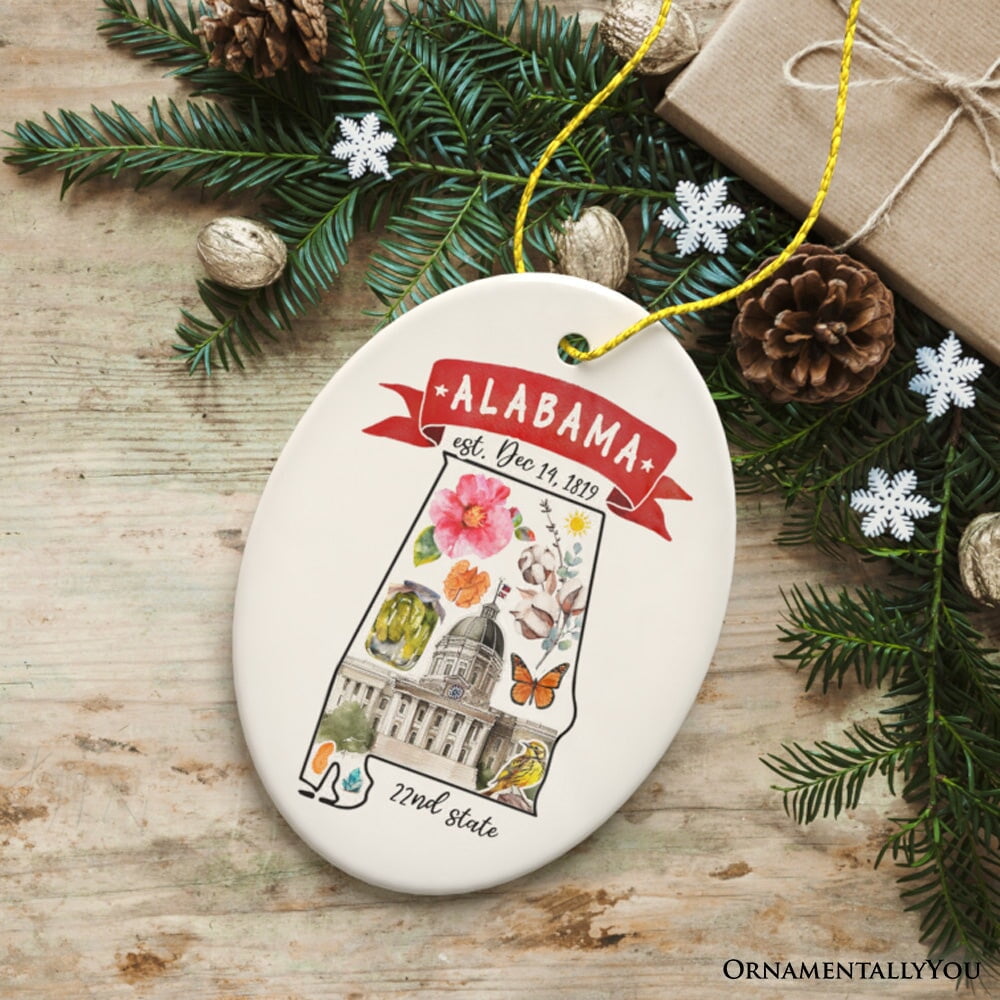 Artistic Alabama State Themes and Landmarks Christmas Ornament ...