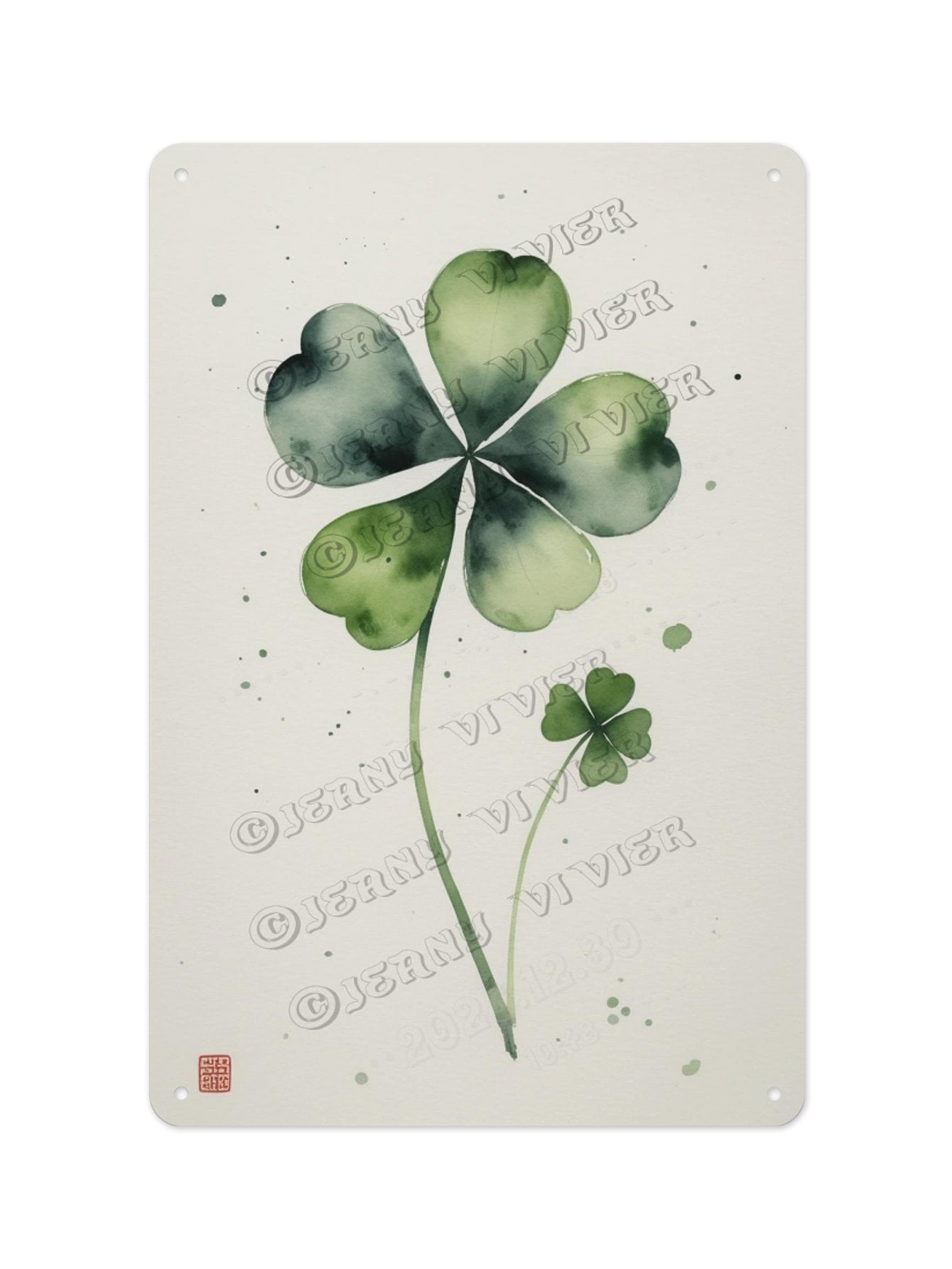 Artistic Aluminum Sign - Watercolor Shamrock - 8 x 12 Inches - Unique ...