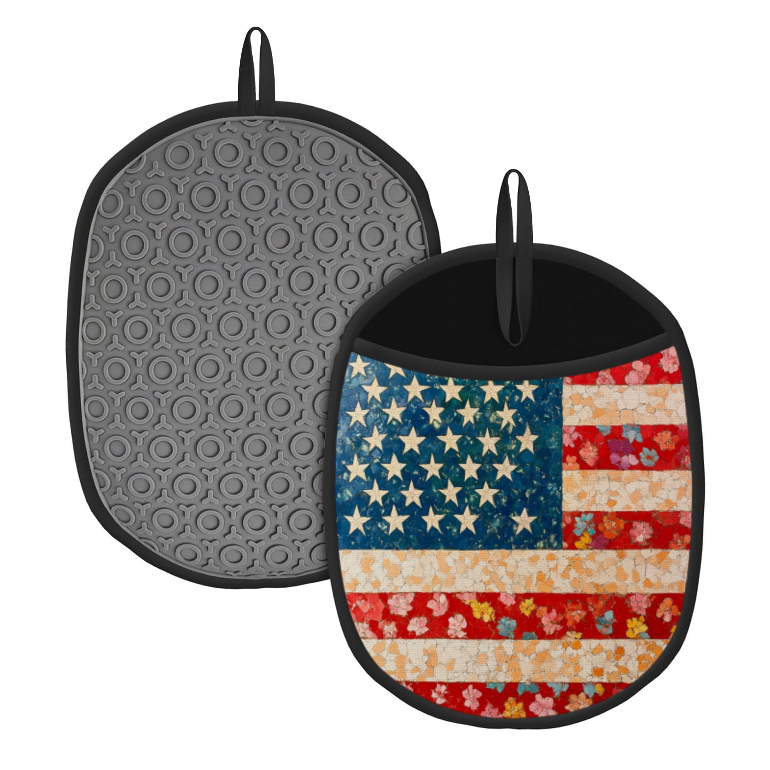 Artistic American Flag Kitchen Pot Mat, 7.5x9.4 in Kitchen Mat for Oven ...