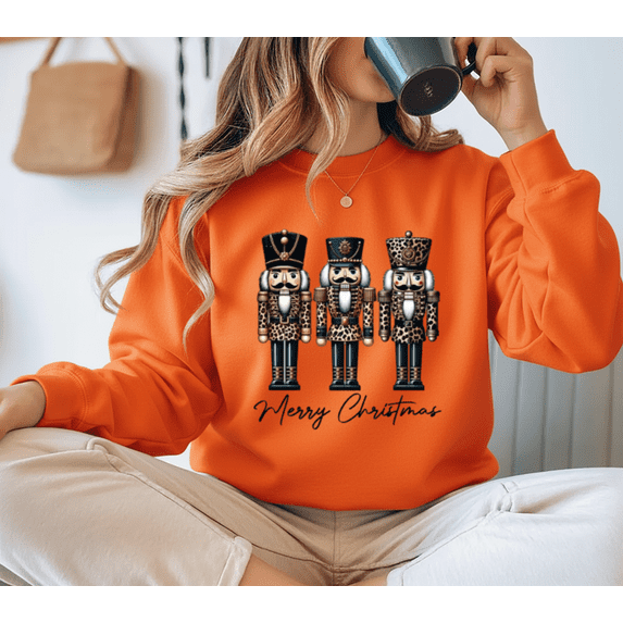 Artistic Animal Print Nutcracker Cute Festive Holiday Style Sweatshirt ...