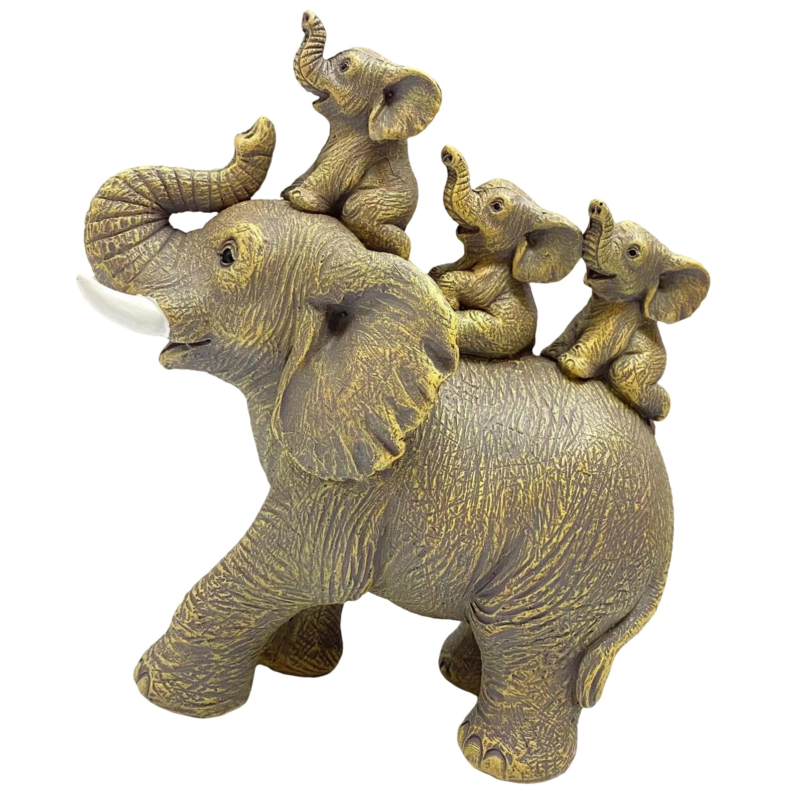 Artistic Baby and Mother Elephant Family Resins Craft Figurine Statue ...