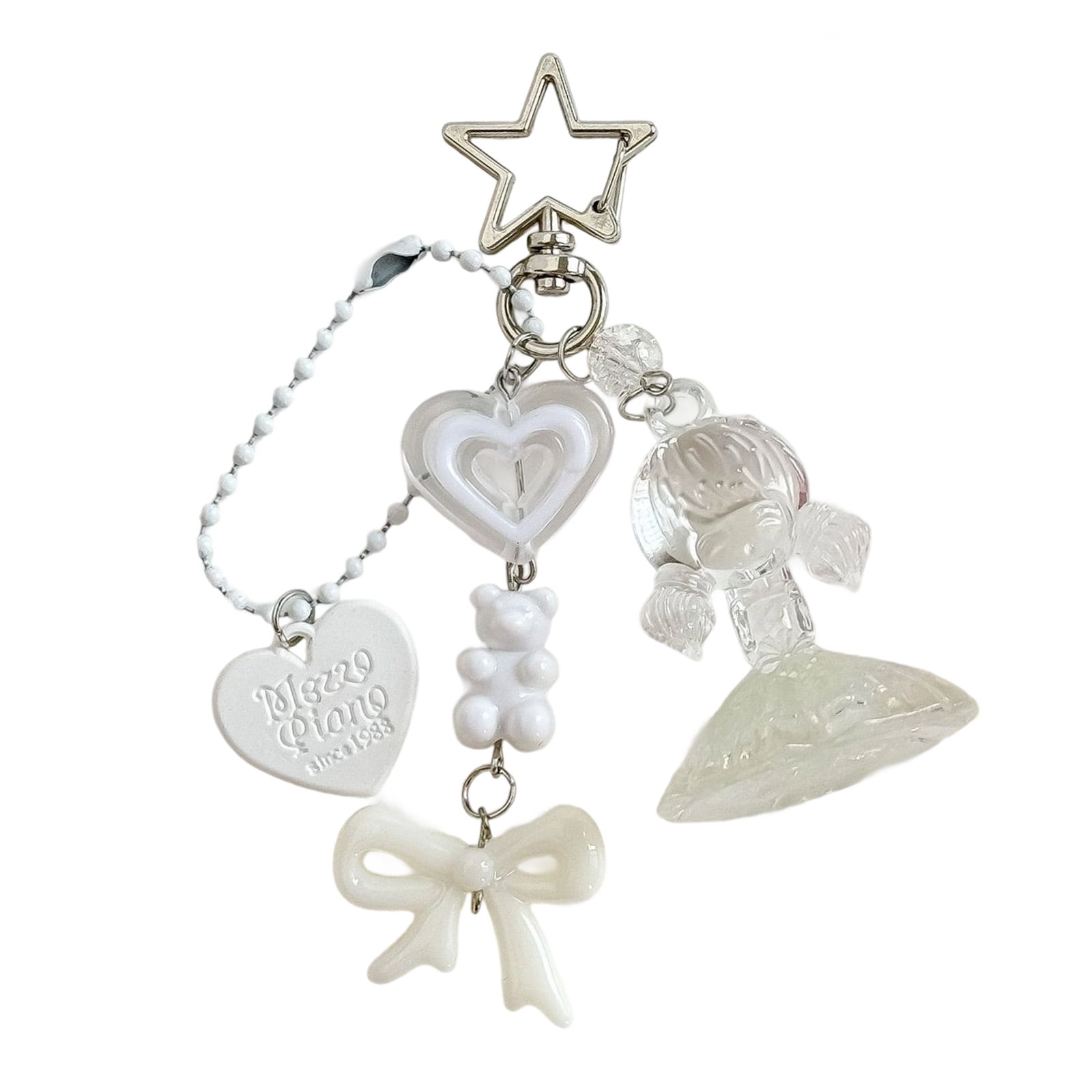 Artistic Ballet Inspired Keychain Heart Bowknot Charm Resin Multi ...