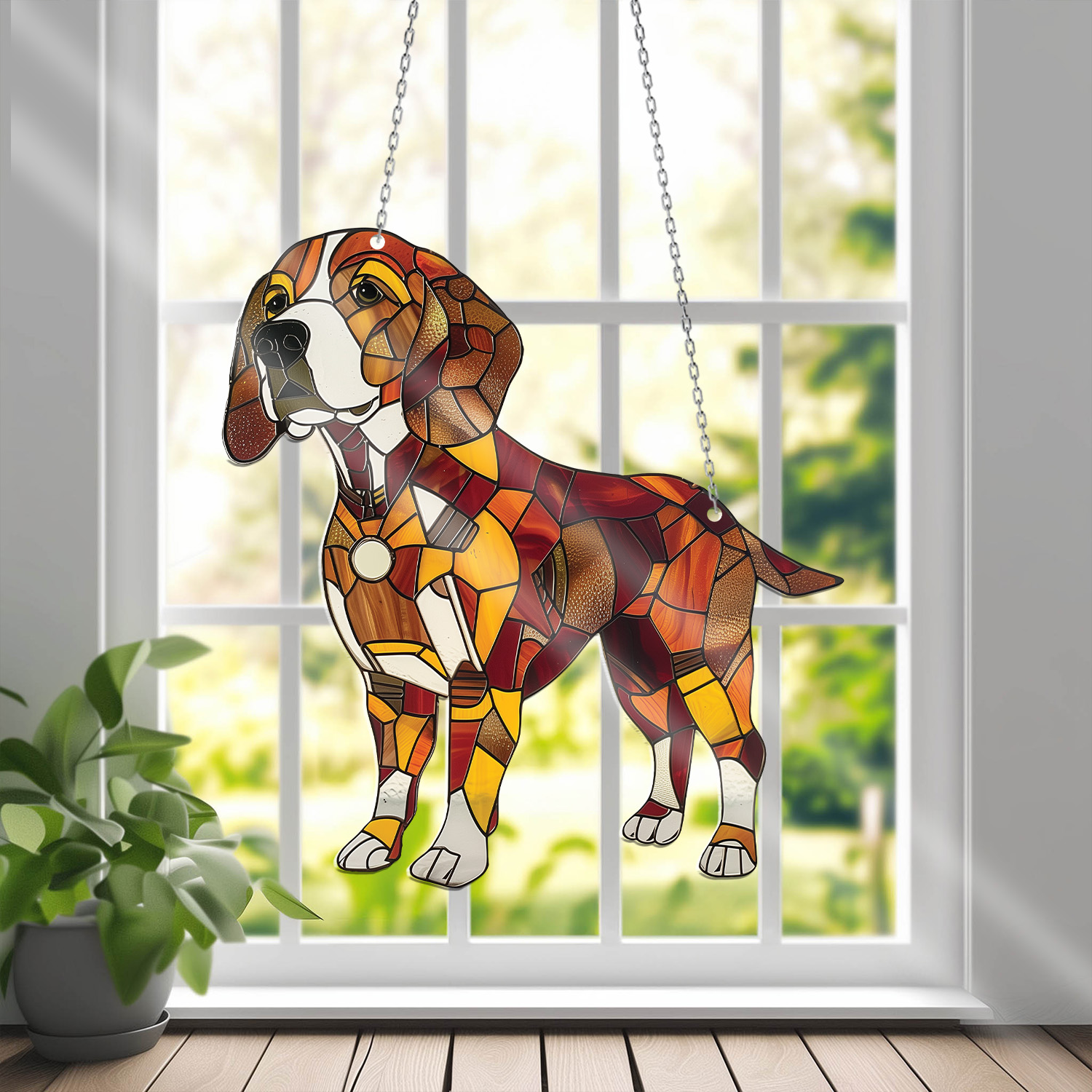 Artistic Beagle Suncatcher in Stained Glass Effect - Colorful Acrylic ...