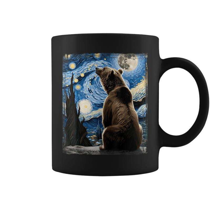 Artistic Bear Van Gogh Style Starry Night Grizzly Bear Coffee Mugs ...