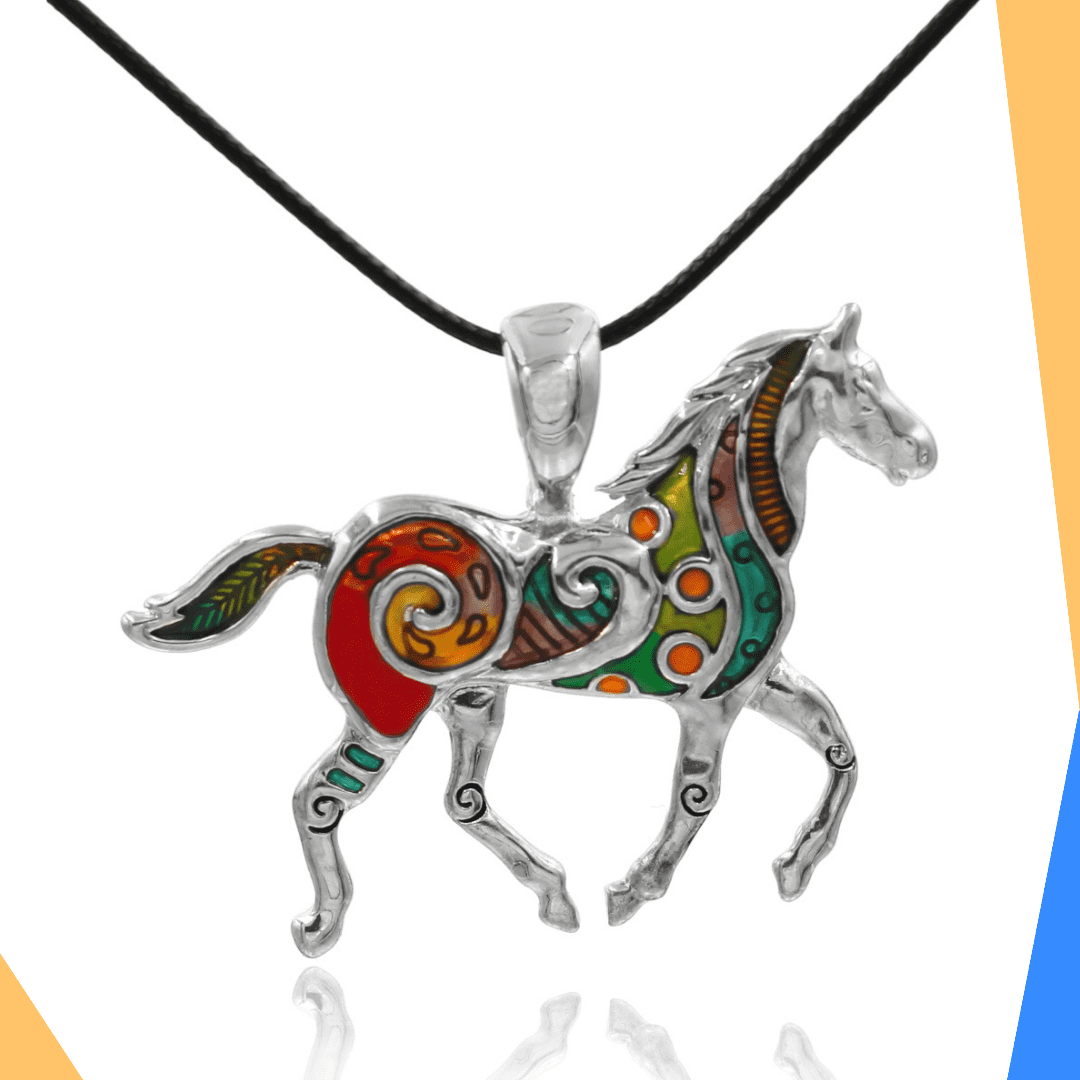 Artistic Boho Colorful Pony Horse Derby Necklace Pendant by BESHEEK ...