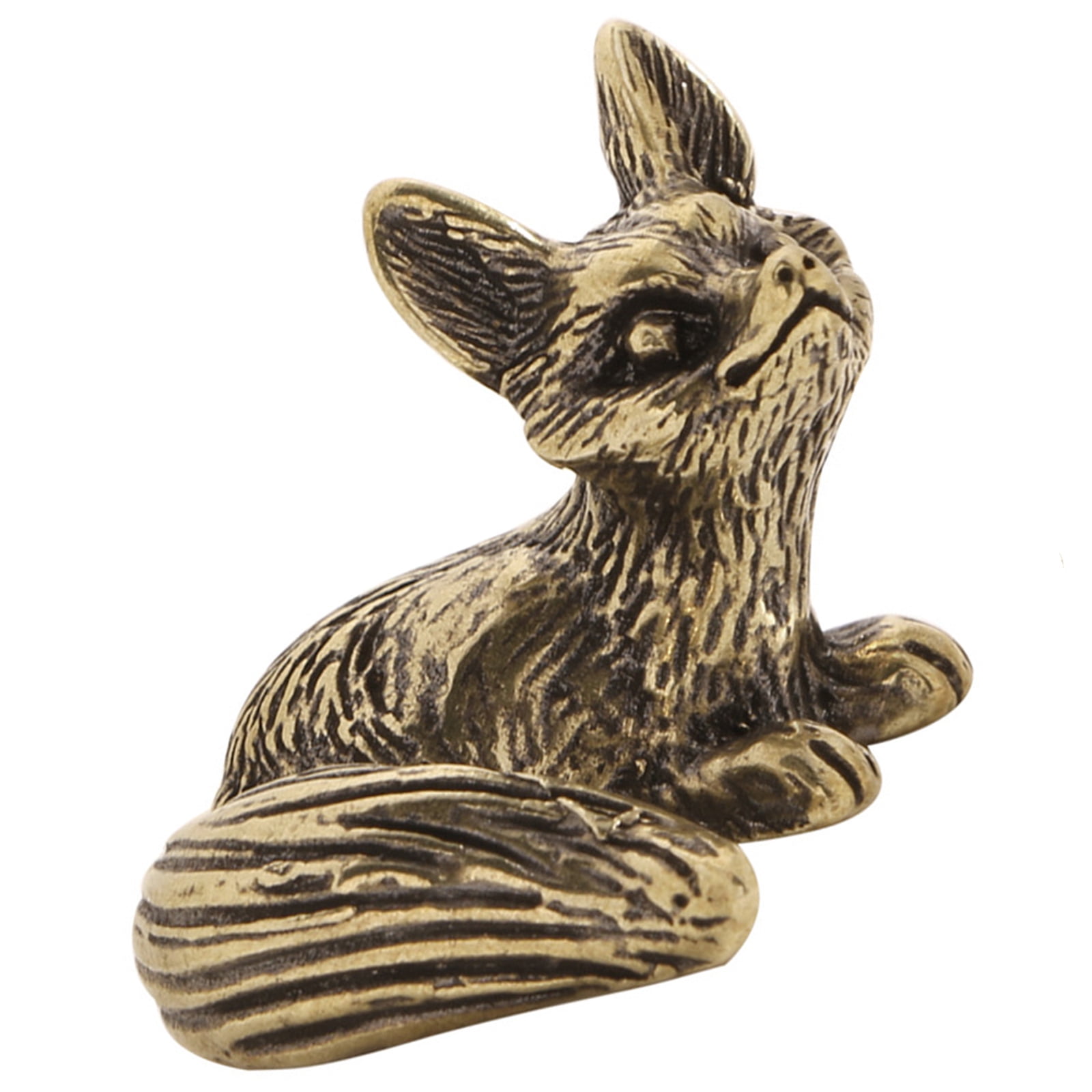 Artistic Bronze Foxes Decors Cultural Symbol Miniature Figurine Desktop ...