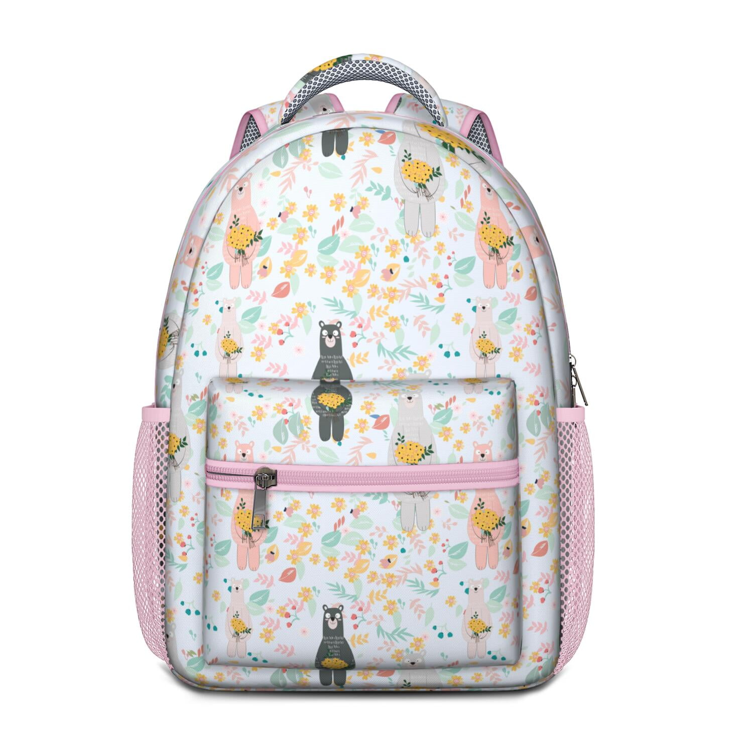 Artistic Brown Bear Pattern Backpack – Cute Polar Bear Cartoon Print ...