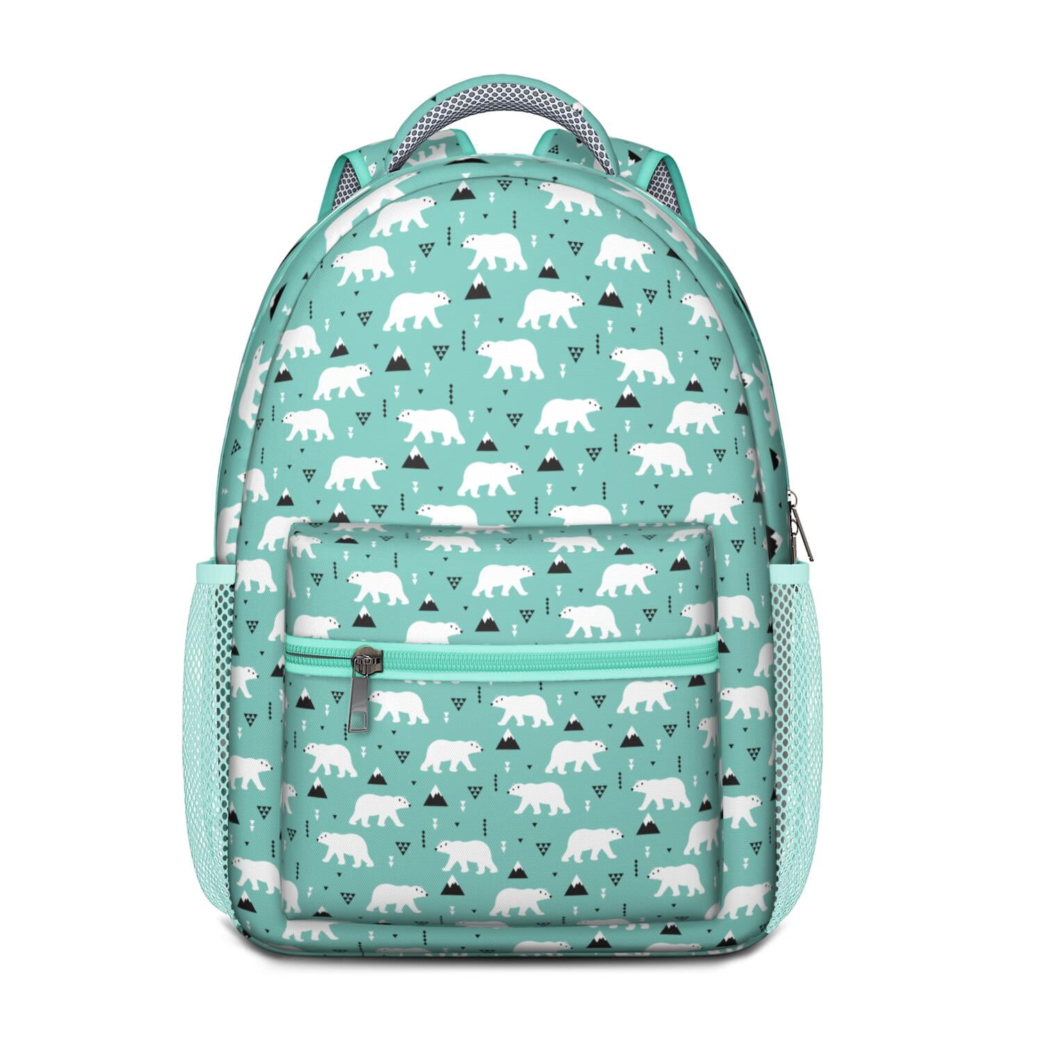 Artistic Brown Bear Pattern Backpack – Cute Polar Bear Cartoon Print ...