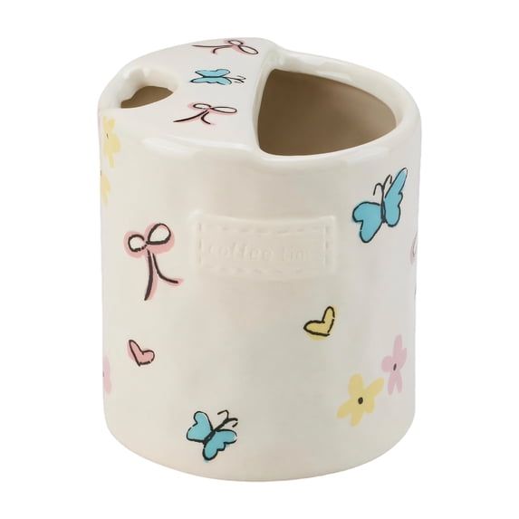 Artistic Butterfly Pattern Ceramic Cup With Sip Top Lid For Easy ...