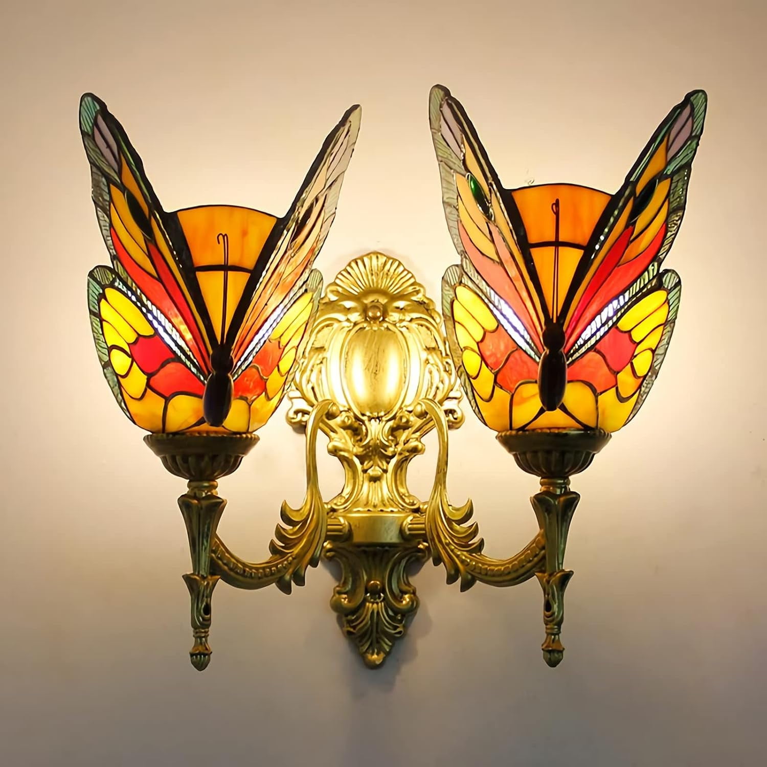 Artistic Butterfly Wall Sconces, Stained Glass Kid's Room Night Light ...
