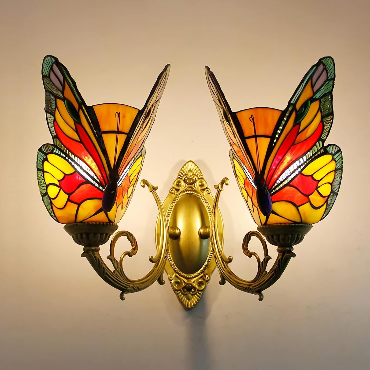 Artistic Butterfly Wall Sconces, Stained Glass Kid's Room Night Light ...