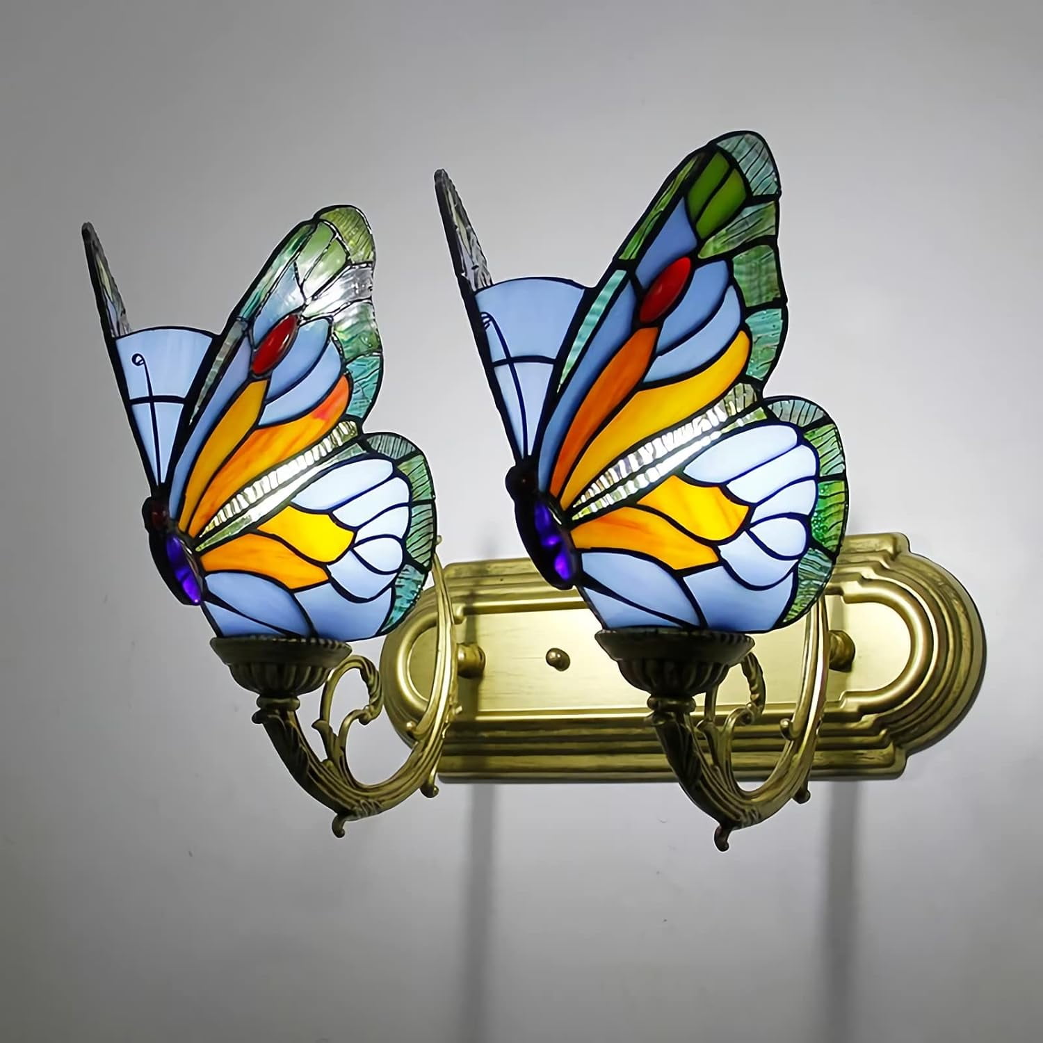 Artistic Butterfly Wall Sconces, Stained Glass Kid's Room Night Light ...