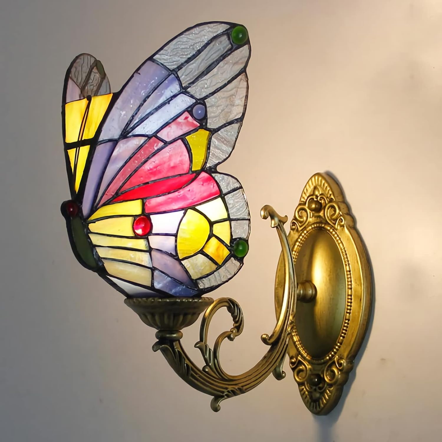 Artistic Butterfly Wall Sconces, Stained Glass Kid's Room Night Light ...