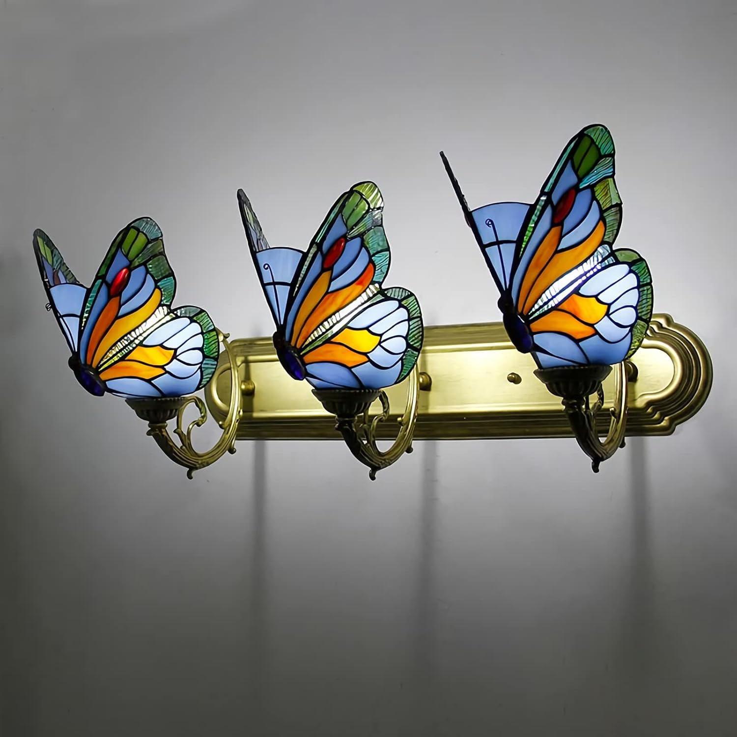 Artistic Butterfly Wall Sconces, Stained Glass Kid's Room Night Light ...
