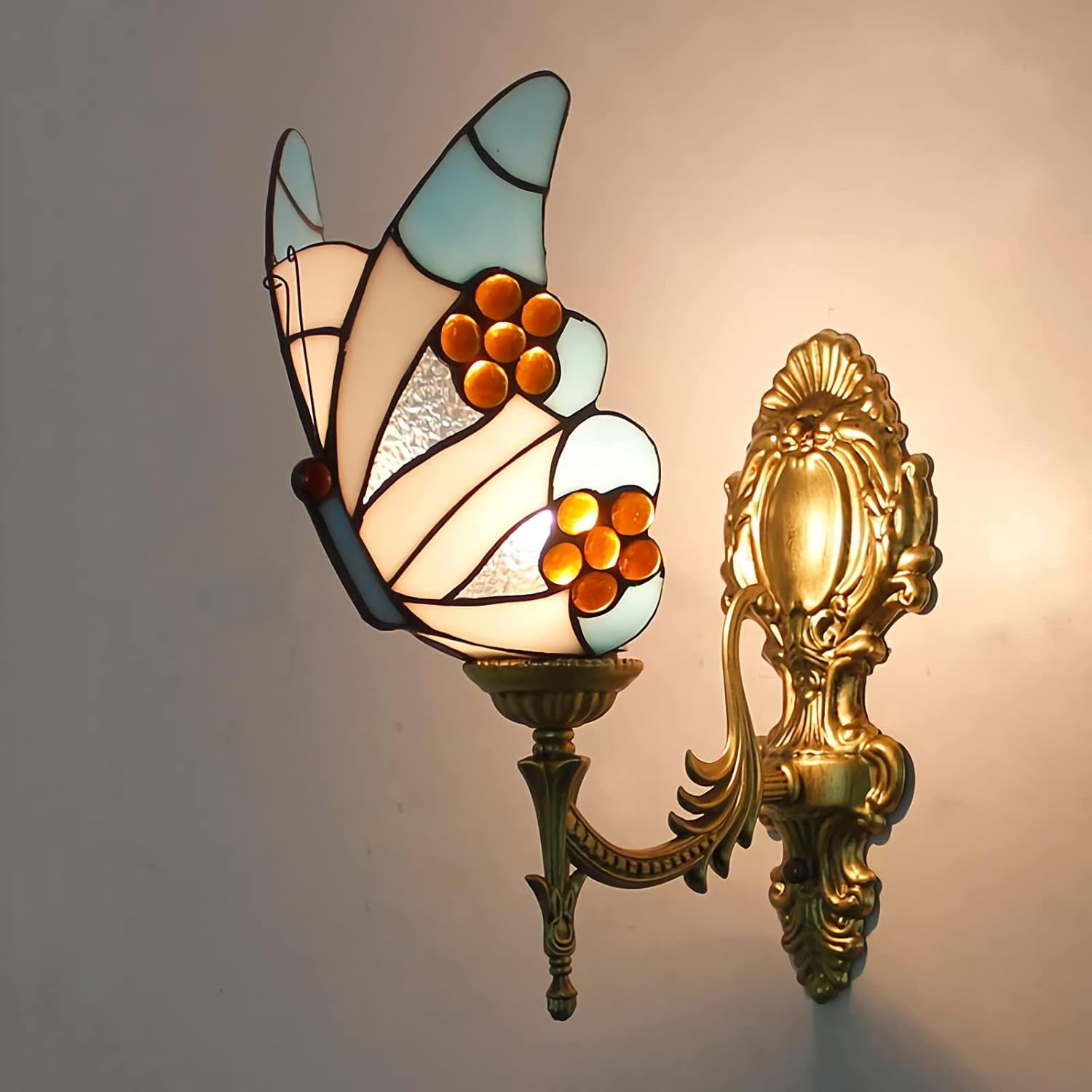 Artistic Butterfly Wall Sconces, Stained Glass Kid's Room Night Light ...