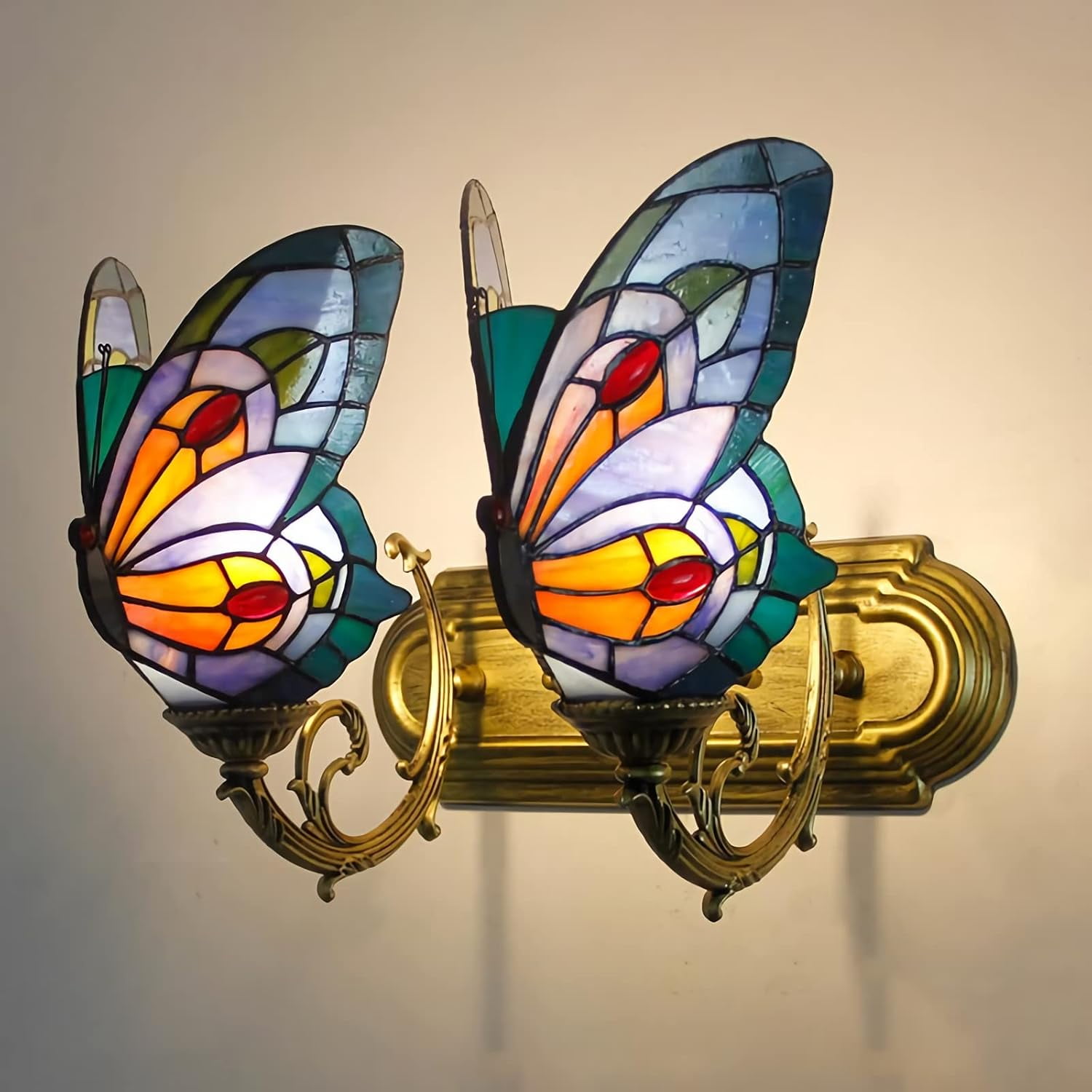 Artistic Butterfly Wall Sconces, Stained Glass Kid's Room Night Light ...