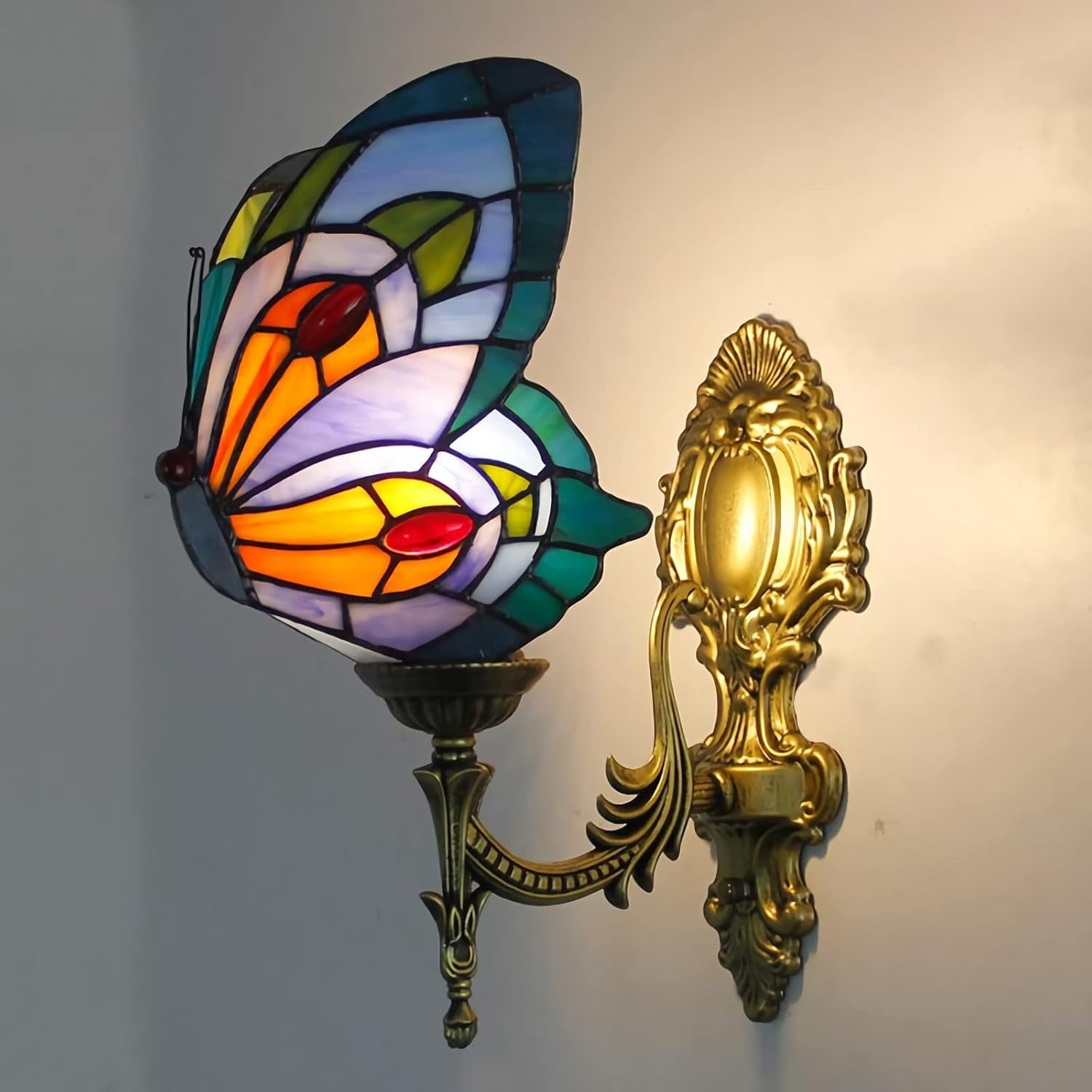 Artistic Butterfly Wall Sconces, Stained Glass Kid's Room Night Light ...