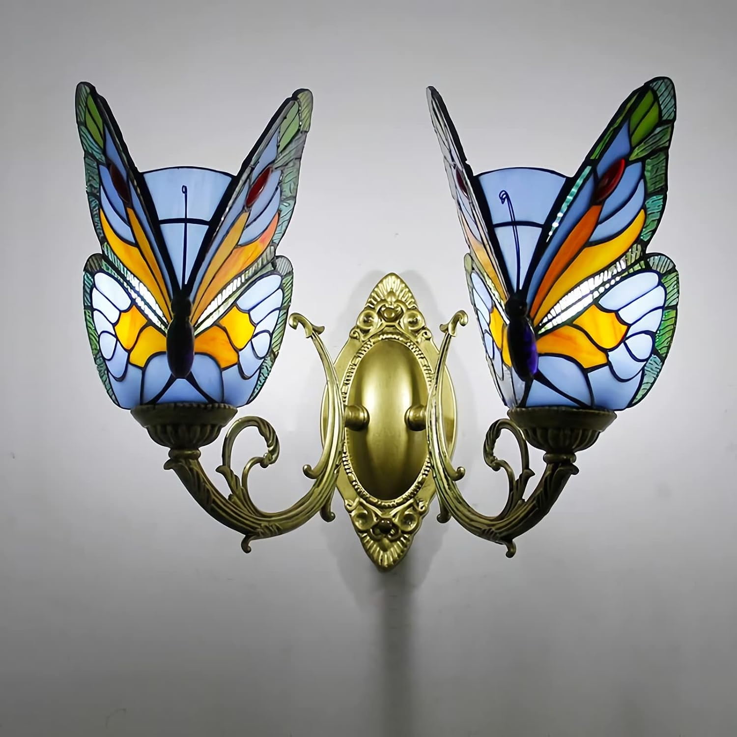 Artistic Butterfly Wall Sconces, Stained Glass Kid's Room Night Light ...