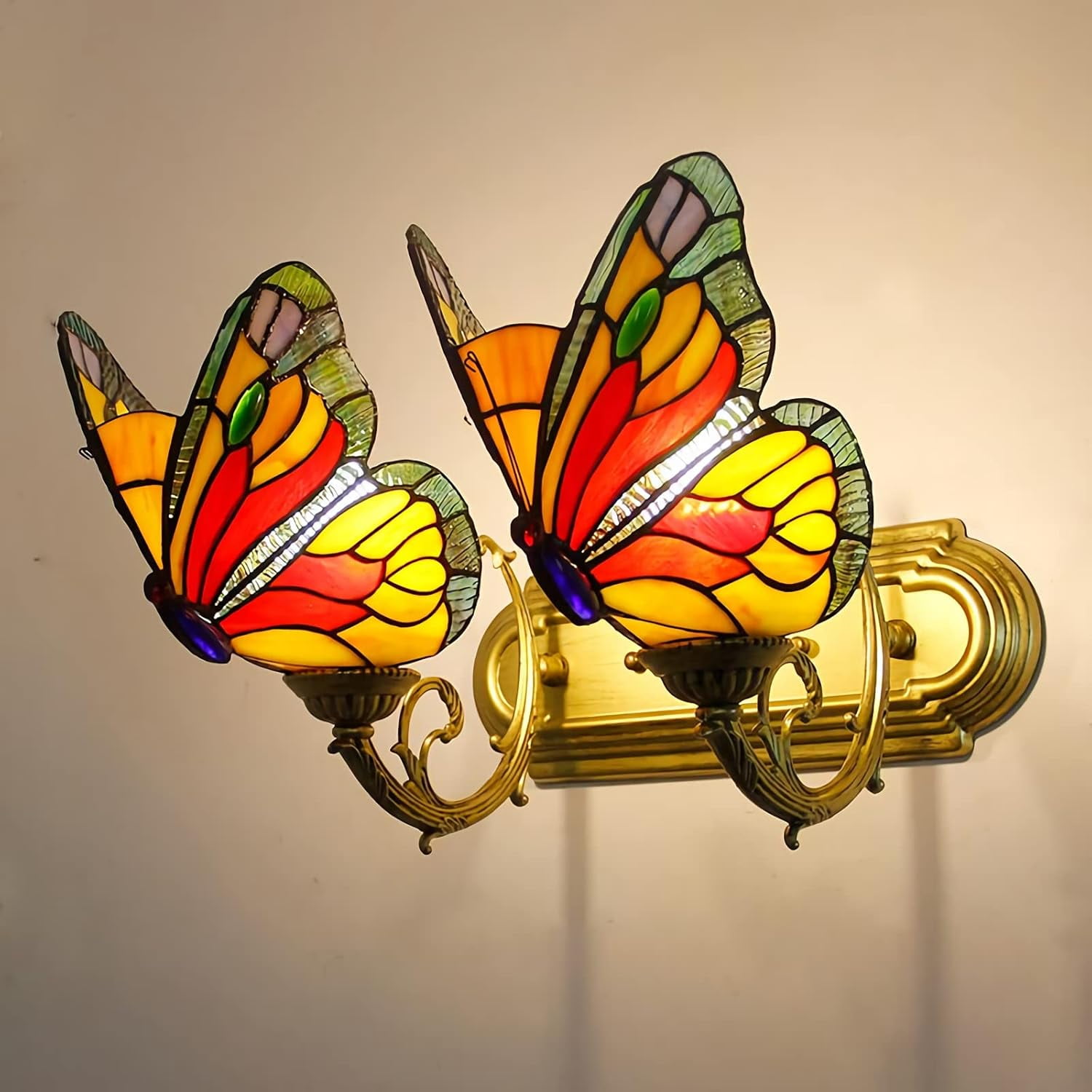 Artistic Butterfly Wall Sconces, Stained Glass Kid's Room Night Light ...