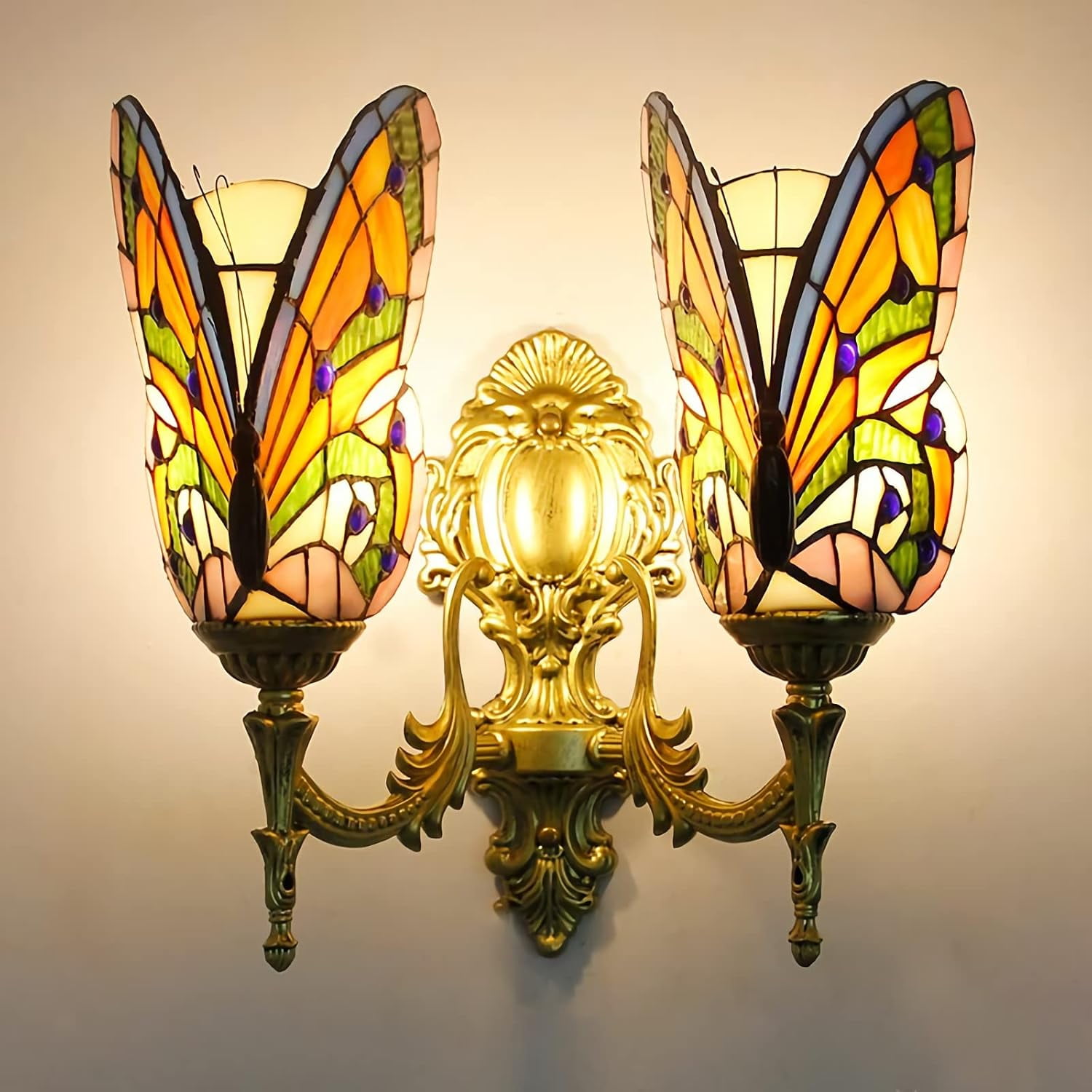 Artistic Butterfly Wall Sconces, Stained Glass Kid's Room Night Light ...