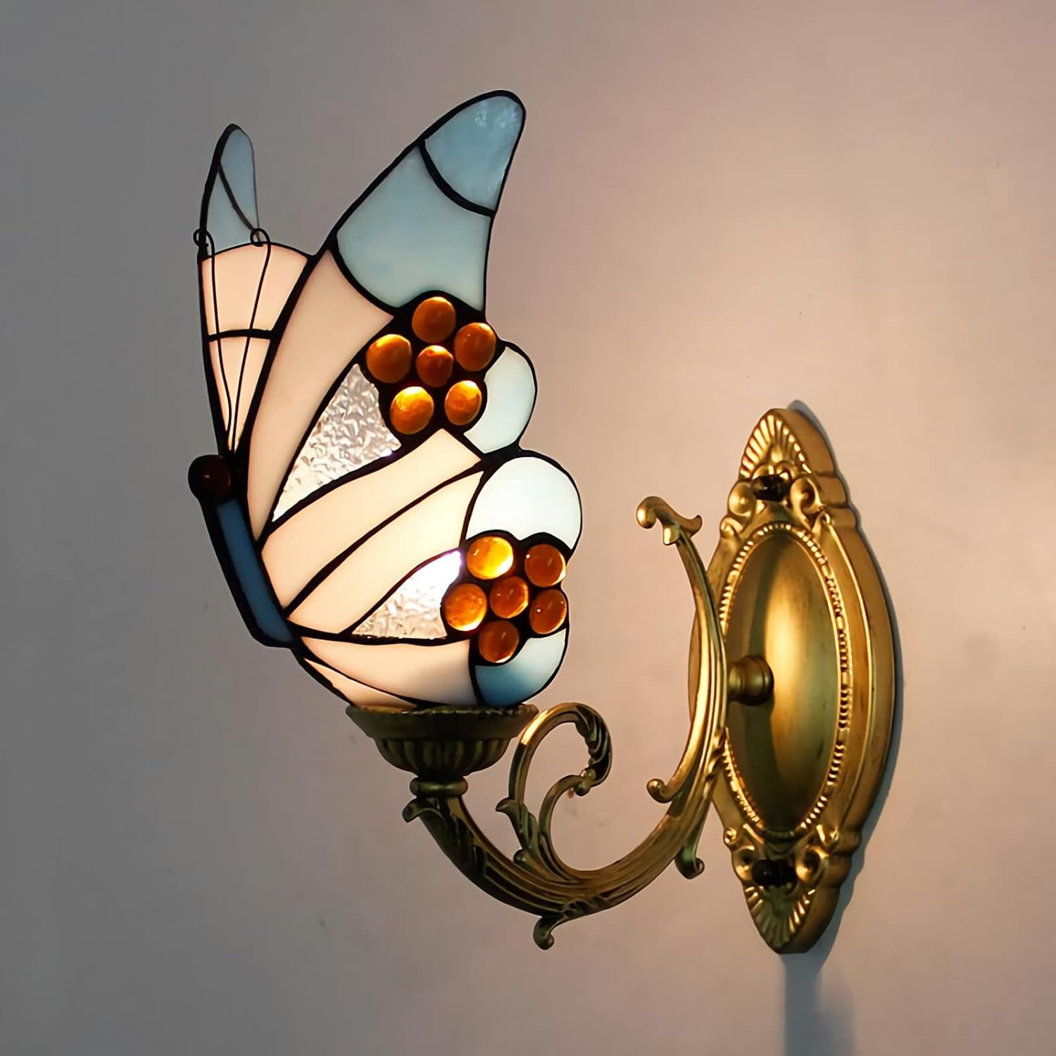 Artistic Butterfly Wall Sconces, Stained Glass Kid's Room Night Light ...