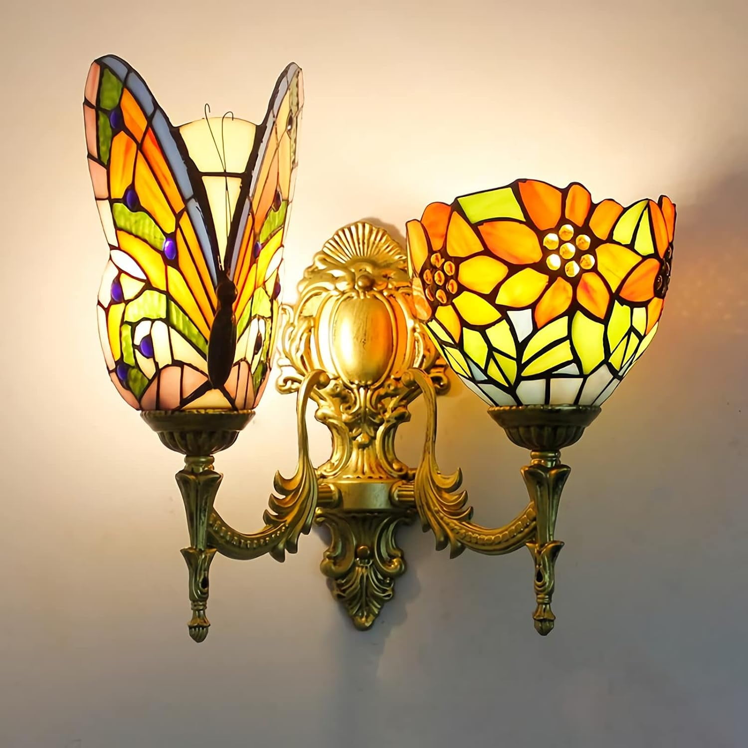Artistic Butterfly Wall Sconces, Stained Glass Kid's Room Night Light ...
