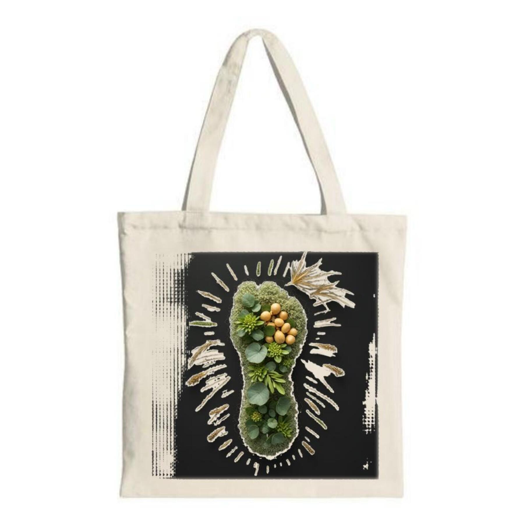 Artistic Canvas Tote Bag with Black Background Foot Design Surrounded ...
