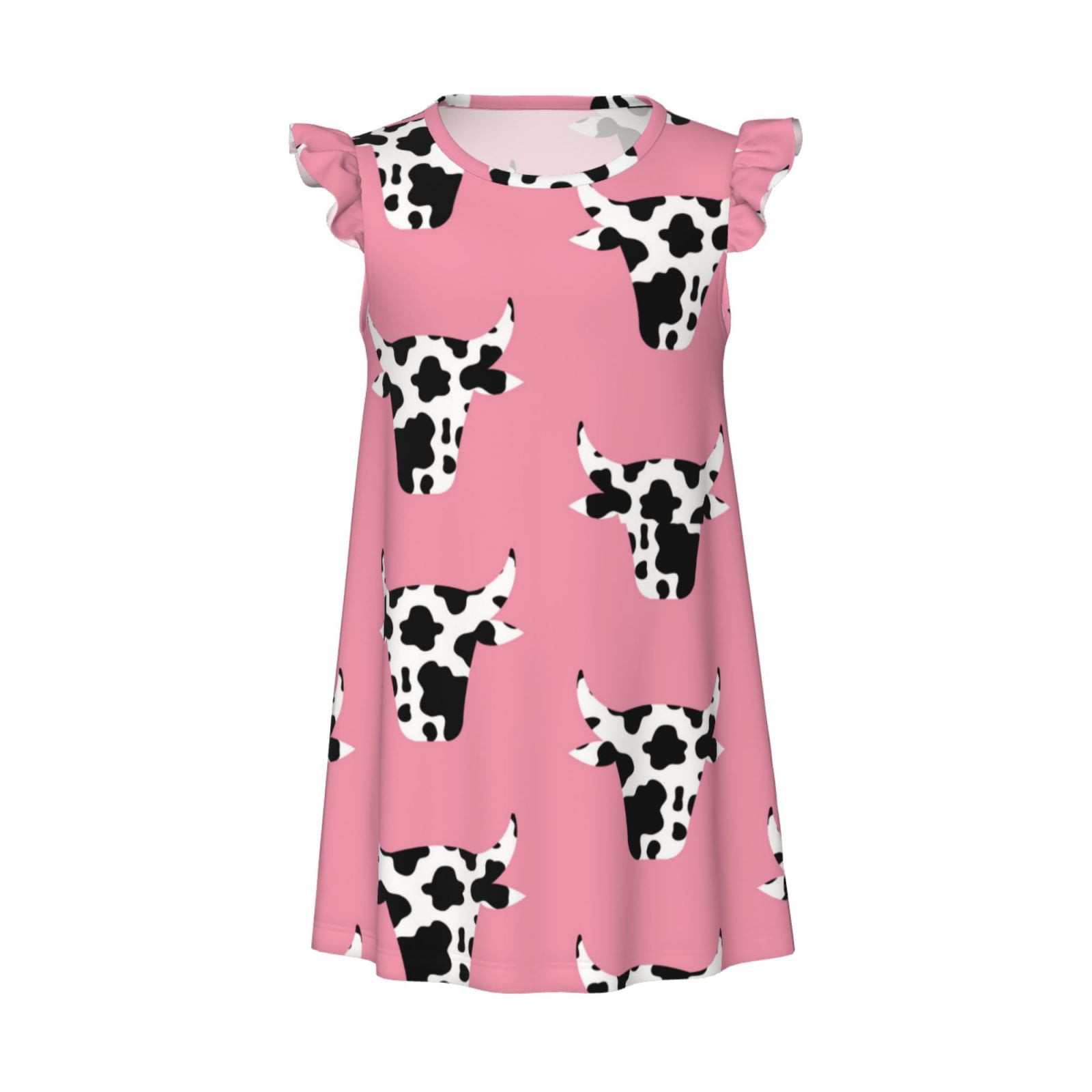 Artistic Cartoon Cow Print Head Girls Nightgowns, Pajamas for Girls ...