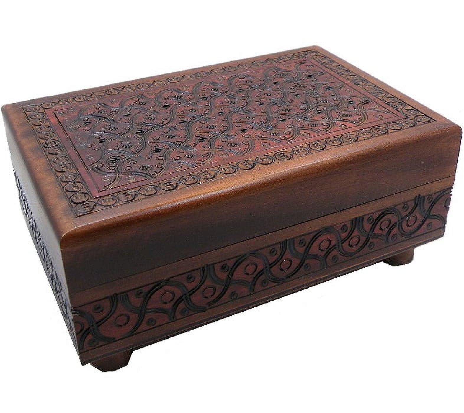Artistic Carved - Secret Wooden Puzzle Box - Walmart.com