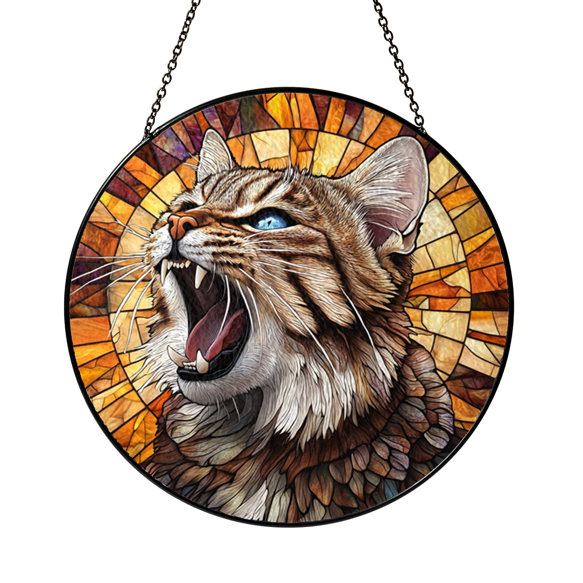 Artistic Cat Glass Suncatcher Window Decor, Stained Glass Style Hanging ...