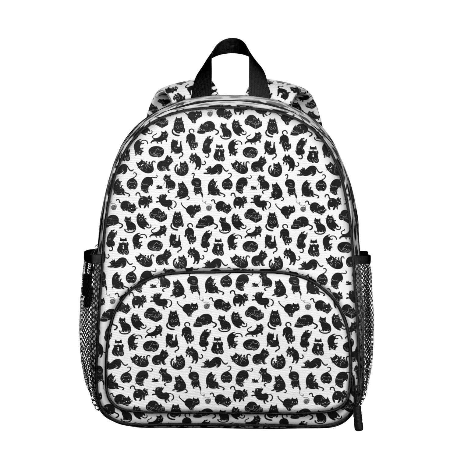 Artistic Cat Print Student Backpack – Funny Cat Illustration With Hand ...