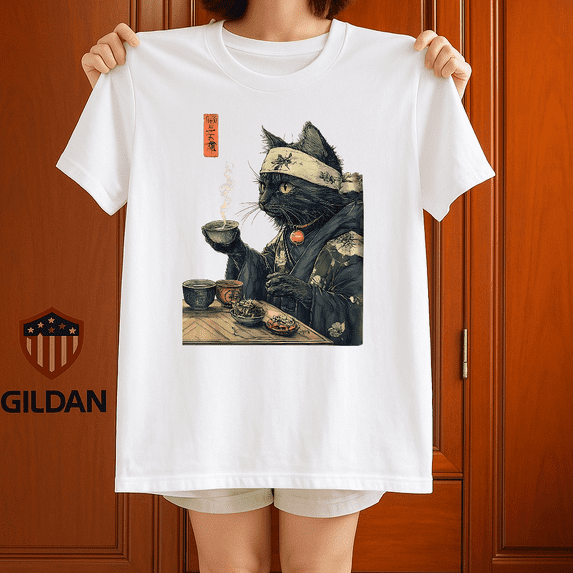 Artistic Cat T Shirt Japanese Tea Ceremony Feline Inspired Gift ...