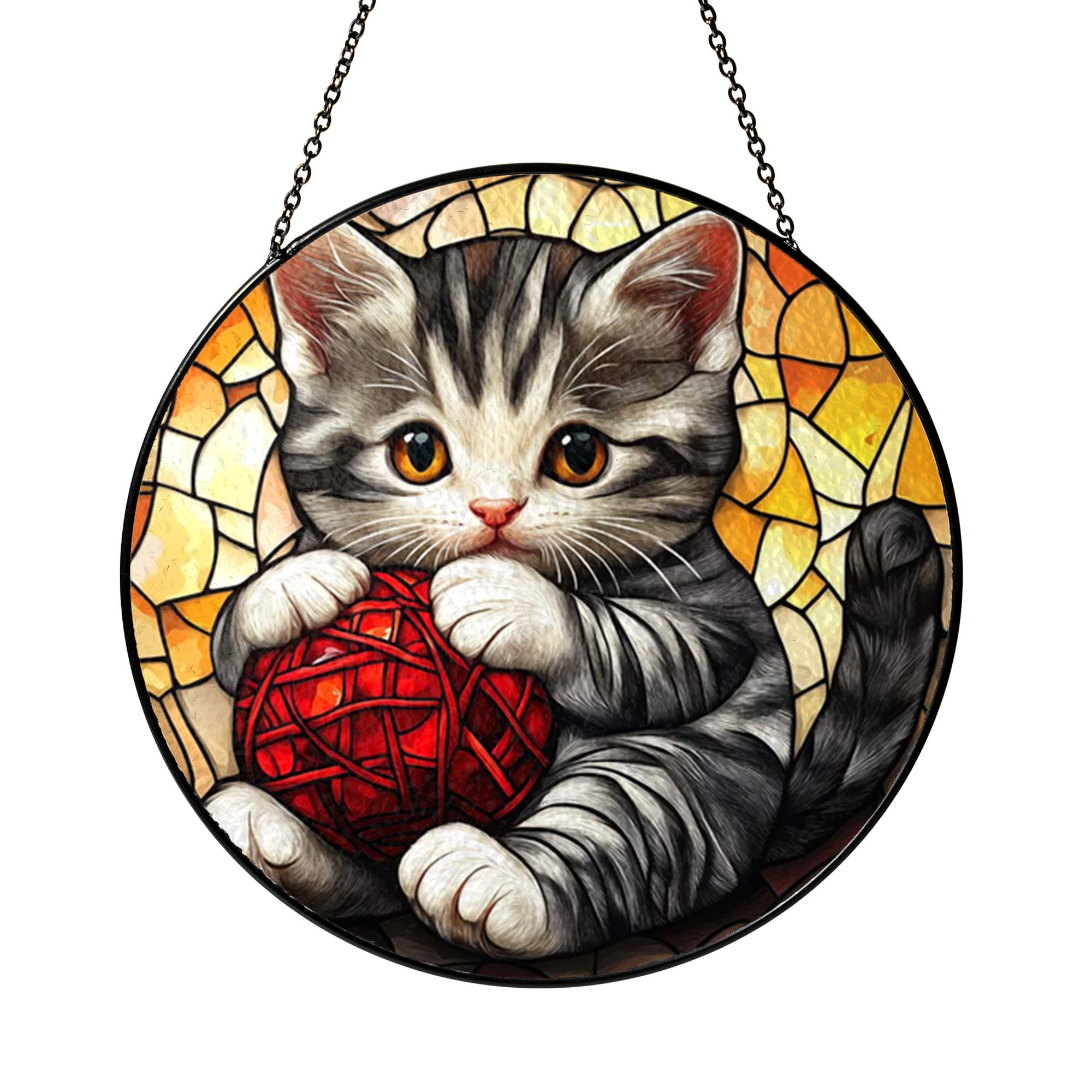 Artistic Cat and Yarn Stained Glass Suncatcher – Window Decoration1701 ...