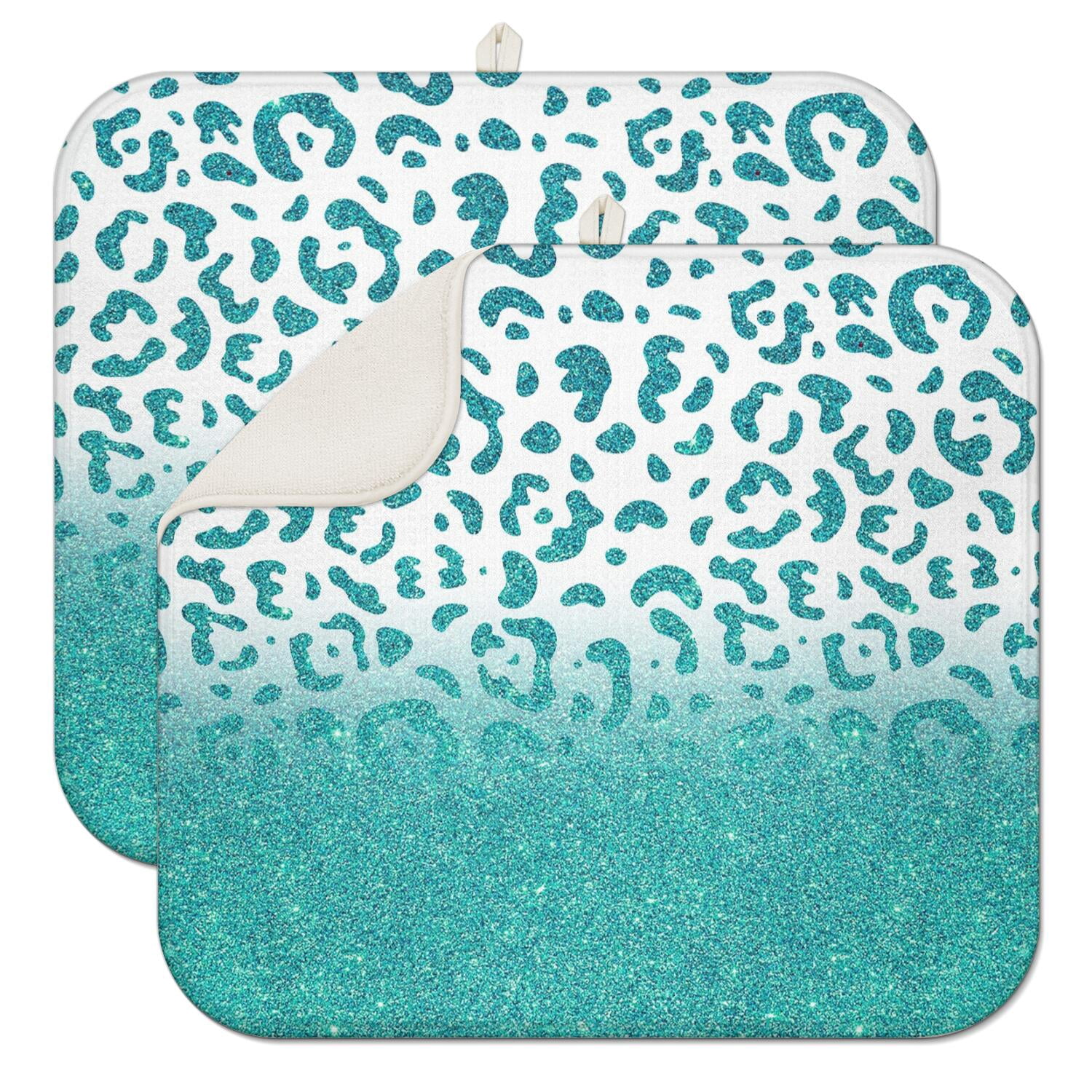 Artistic Cheetah Print Dish Drying Mat – Abstract Leopard Spots Pattern ...