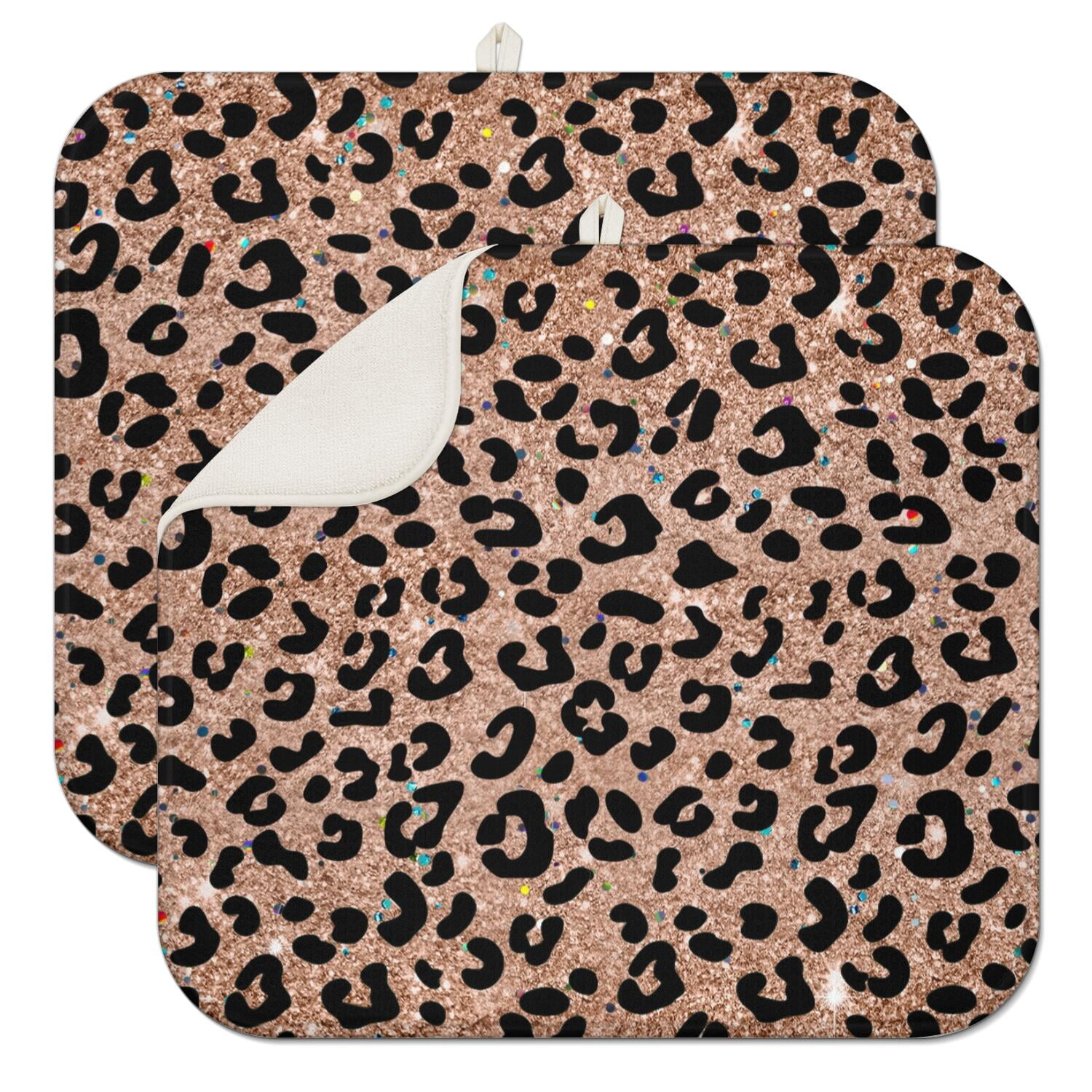 Artistic Cheetah Print Dish Drying Mat – Abstract Leopard Spots Pattern ...
