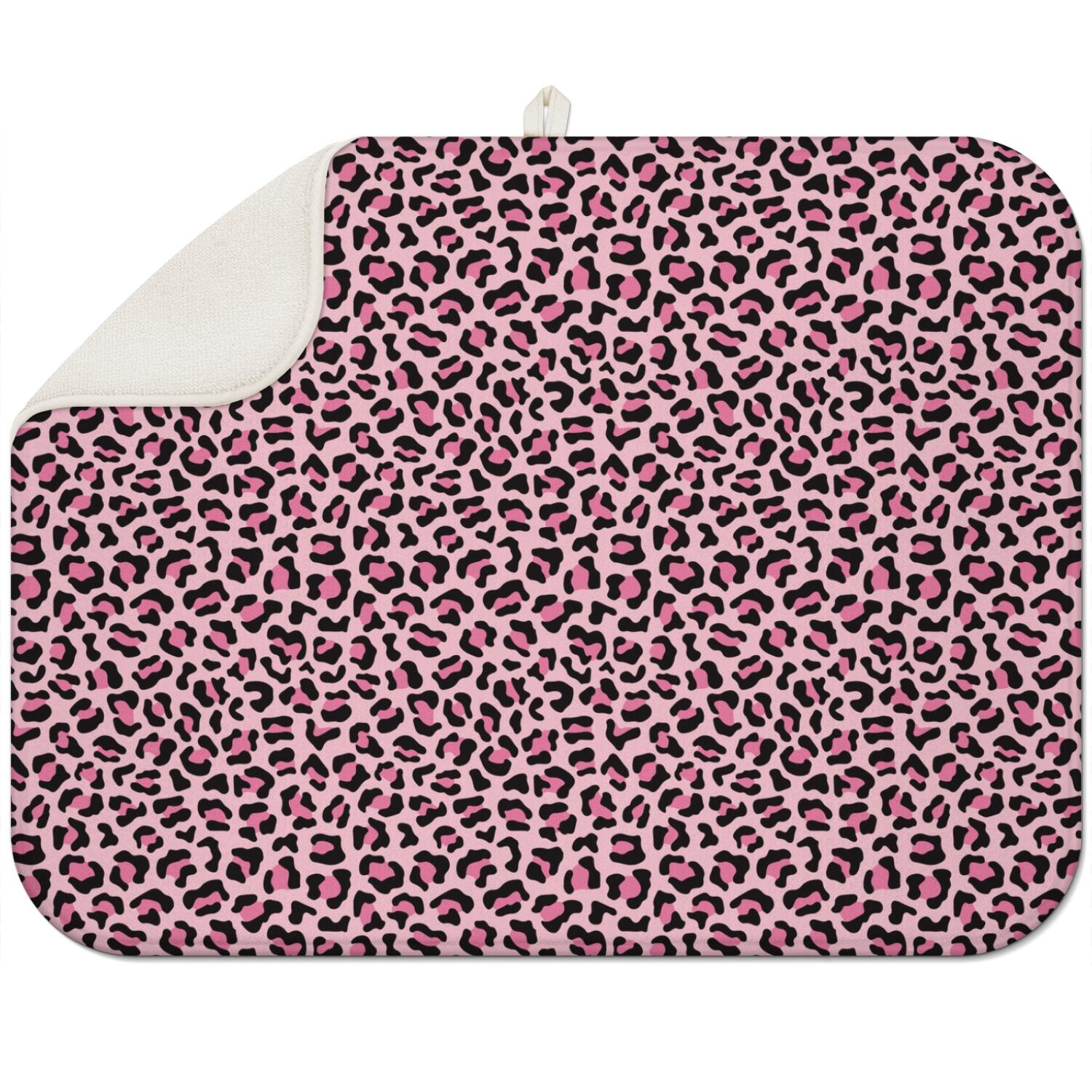 Artistic Cheetah Print Dish Drying Mat – Abstract Leopard Spots Pattern ...