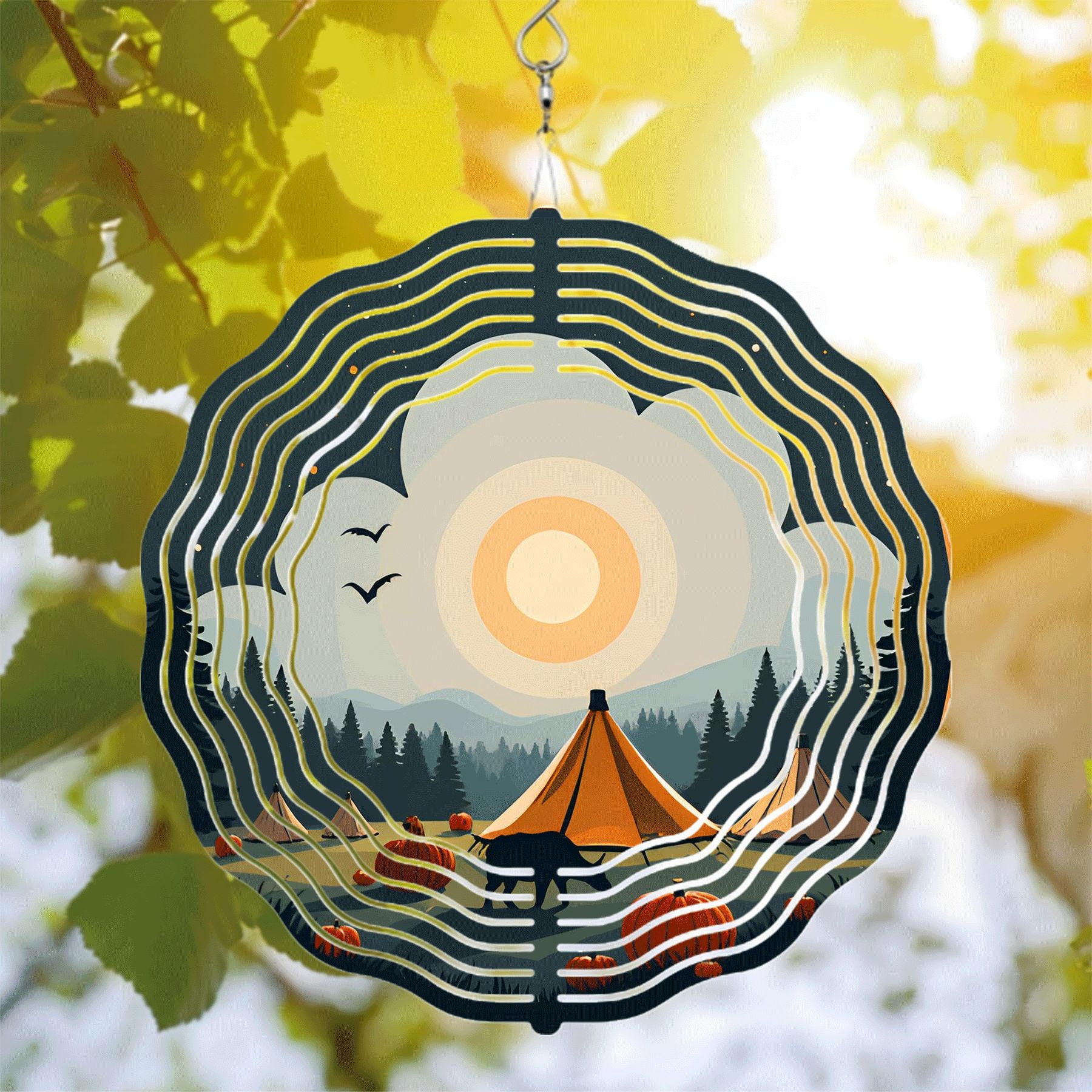 Artistic Circular Metal Wind Spinner with Concentric Pattern - Unique ...