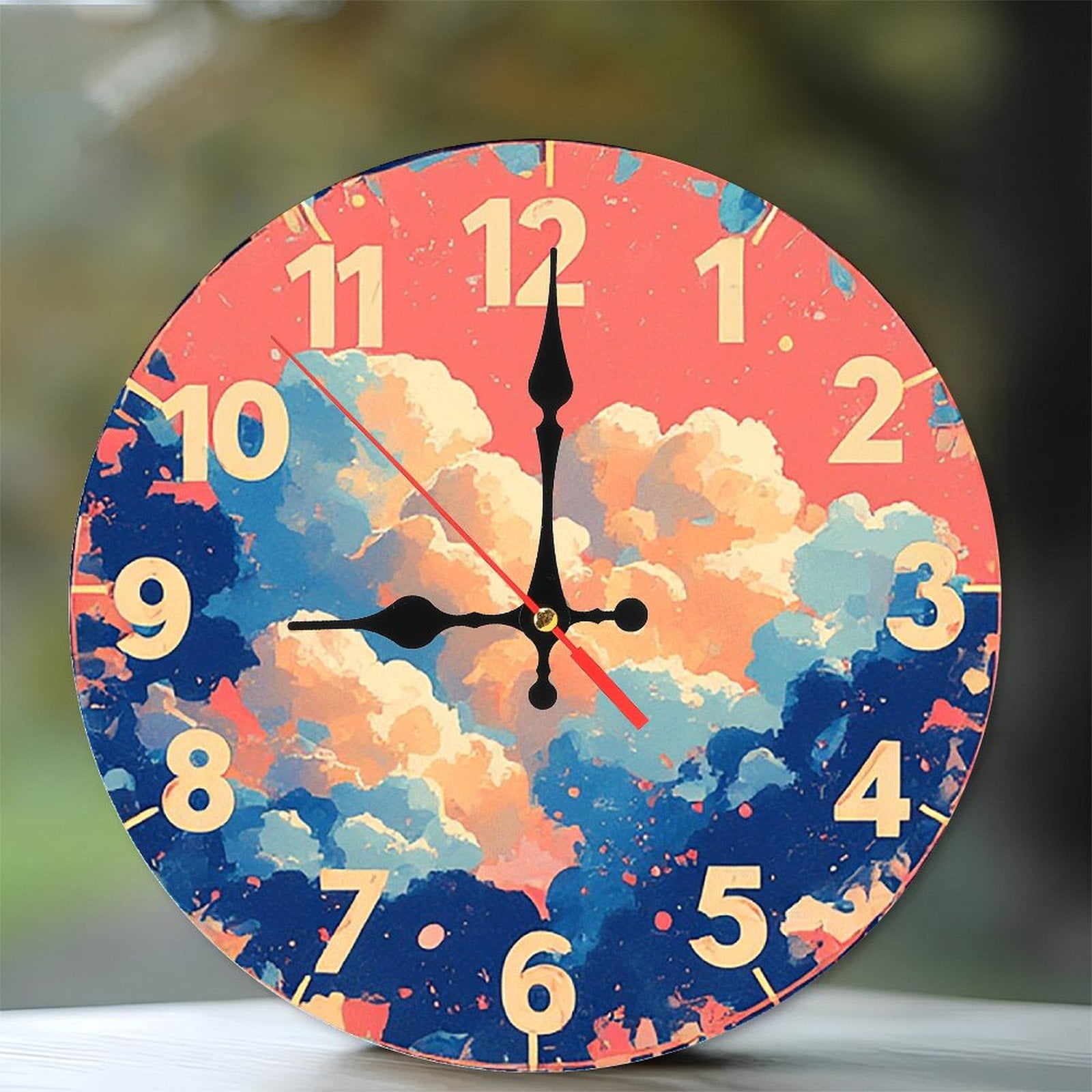 Artistic Cloud Wall Clock Home Decor 10-Inch Silent Wooden Wall Clock ...