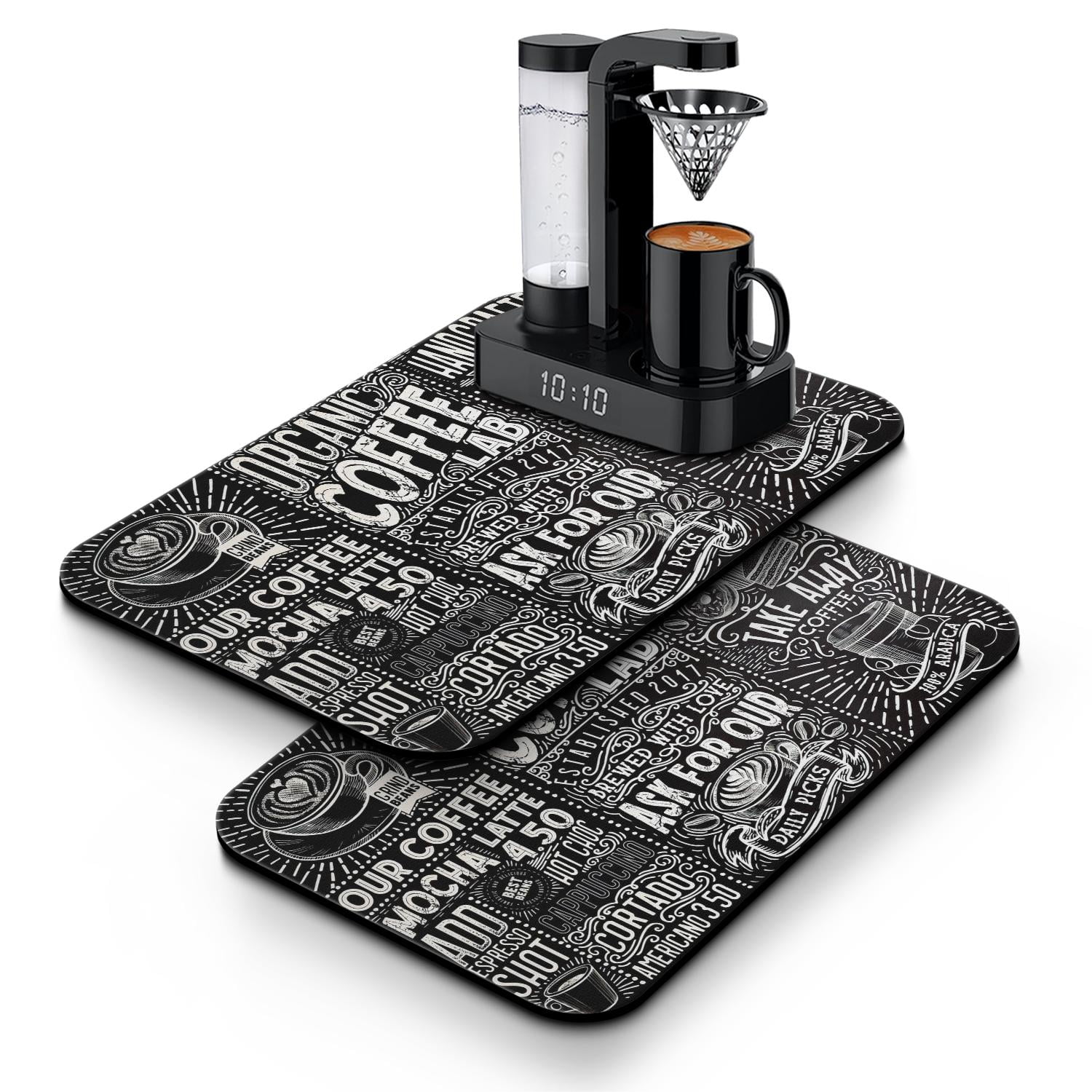 Artistic Coffee House Chalkboard Dish Mat Absorbing Coffee Mat Folding ...
